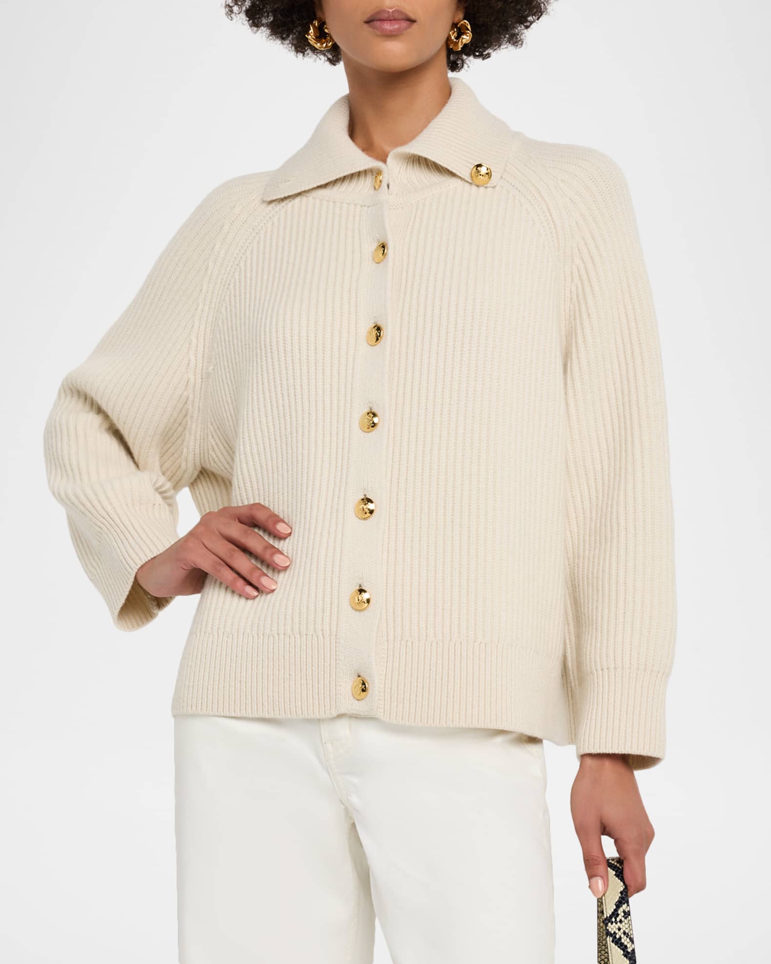 Nili Lotan Deryl Wool Rib Cardigan Jacket | Neiman Marcus