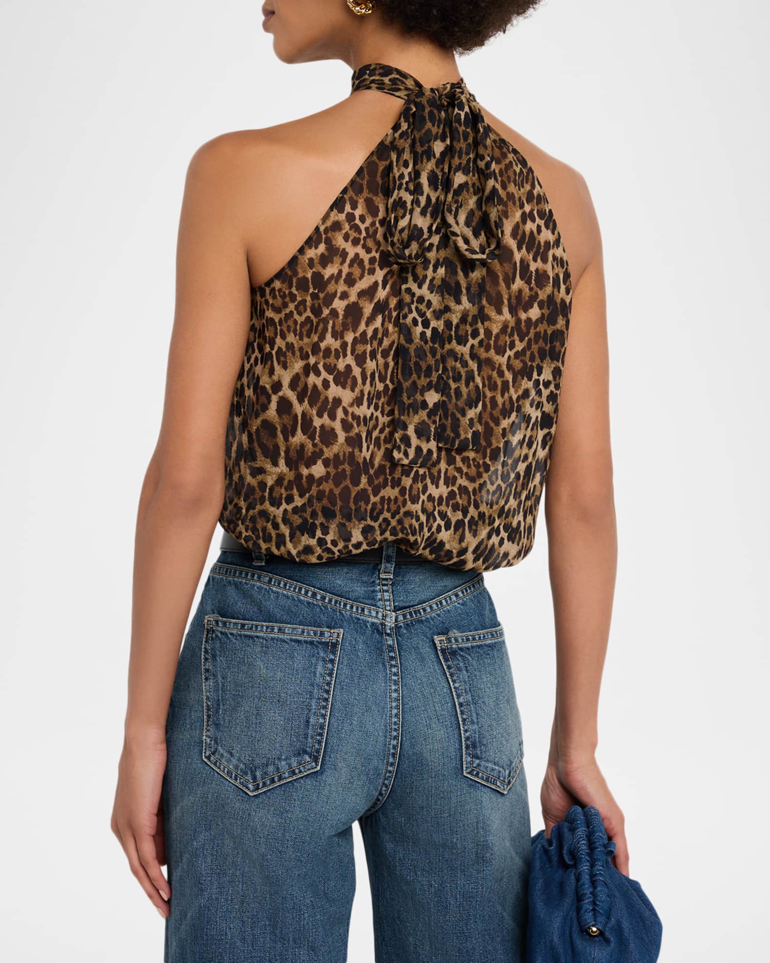 Nili Lotan Alla Vintage Leopard-Print Halter Top | Neiman Marcus