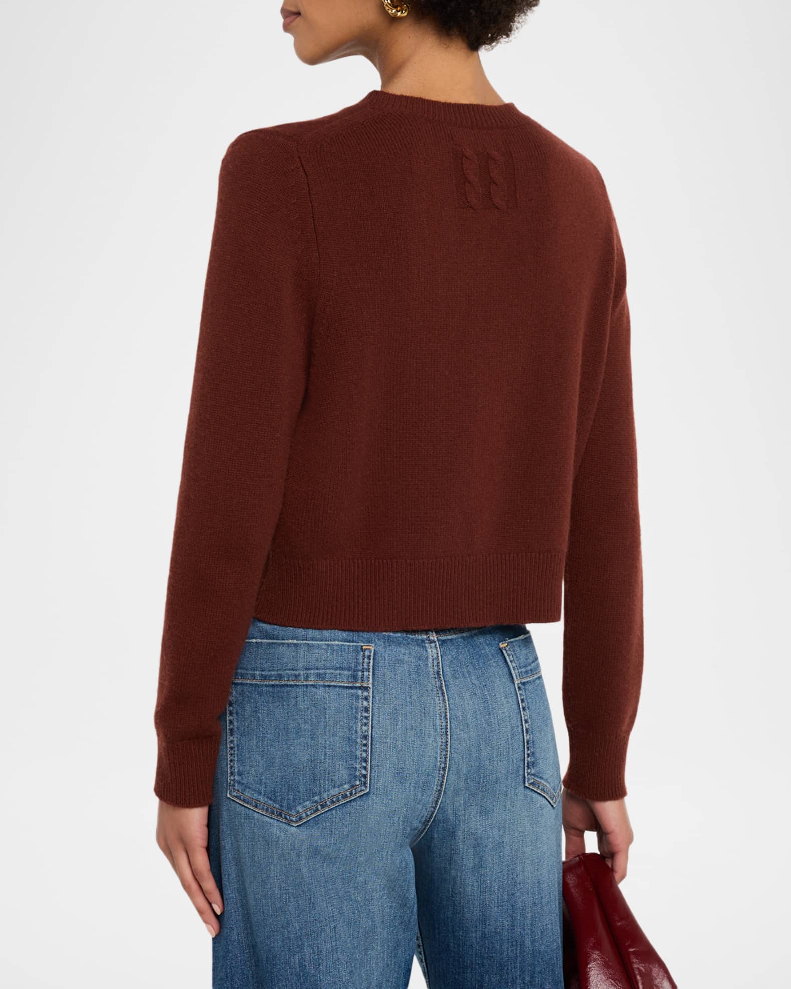 Nili Lotan Venus Dark Rust Cashmere Crop Sweater | Neiman Marcus