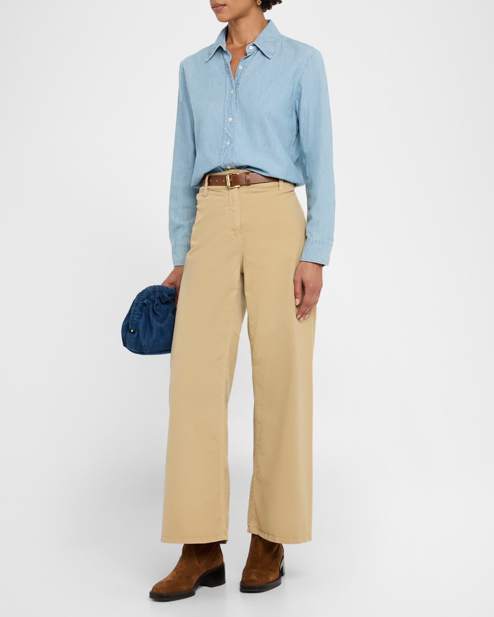 Nili Lotan Monti Chambray Denim Button-Down Shirt | Neiman Marcus