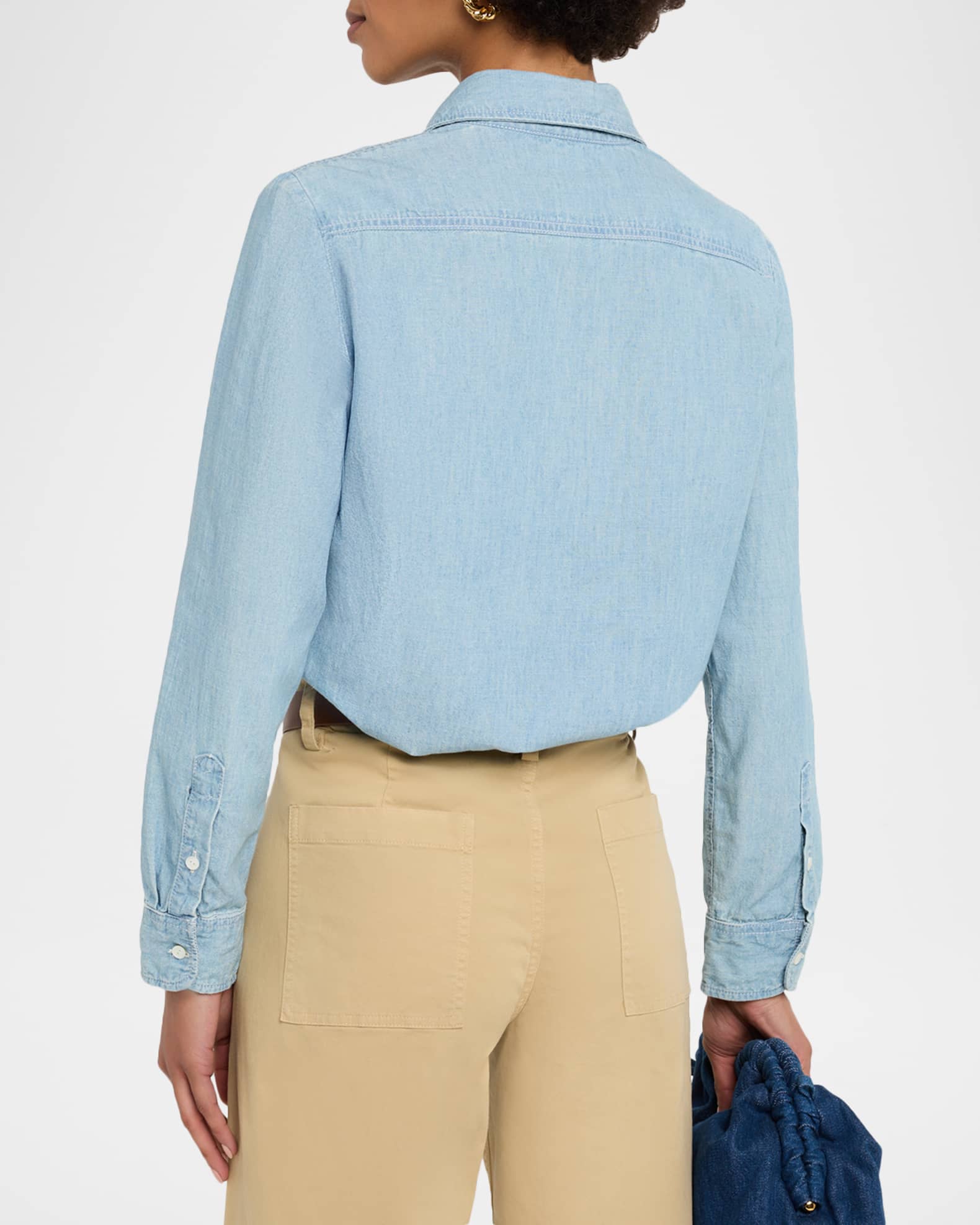 Nili Lotan Monti Chambray Denim Button-Down Shirt | Neiman Marcus