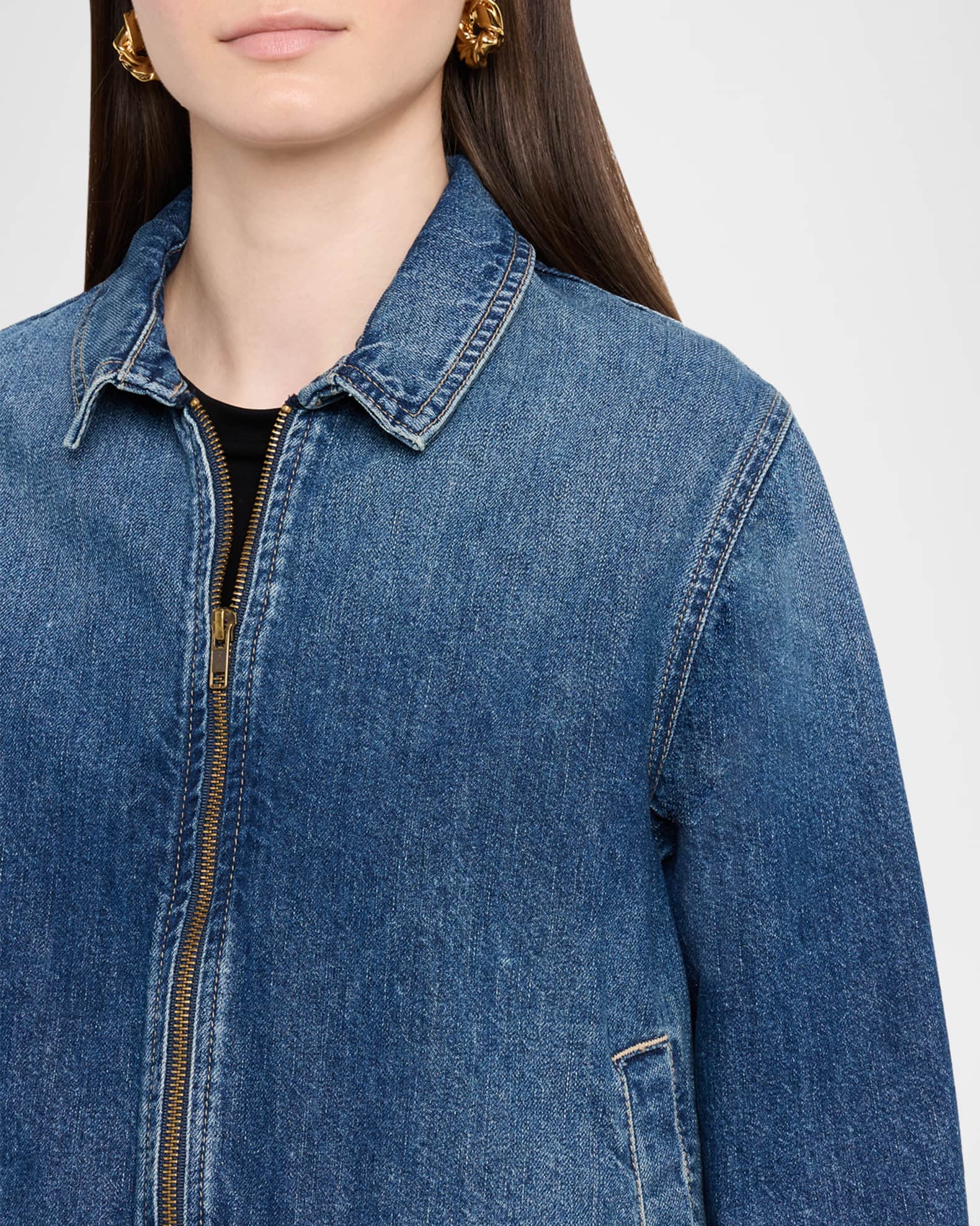 Nili Lotan Najac Denim Zip Jacket | Neiman Marcus