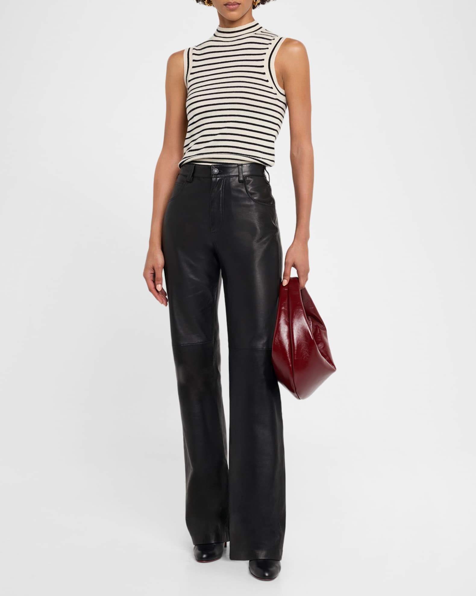Nili Lotan Joan Leather Straight-Leg Pants | Neiman Marcus