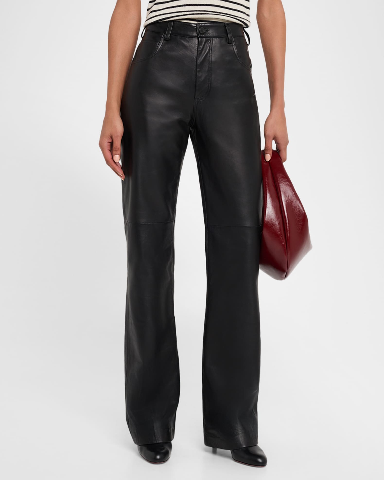 Nili Lotan Joan Leather Straight-Leg Pants | Neiman Marcus