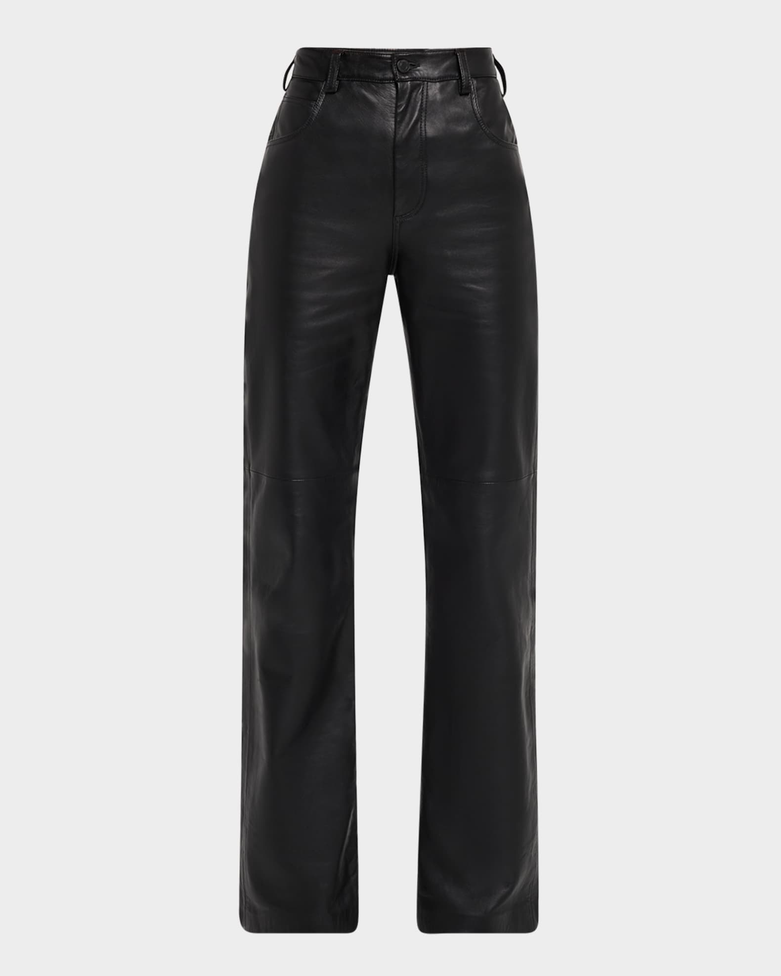 Nili Lotan Joan Leather Straight-Leg Pants | Neiman Marcus