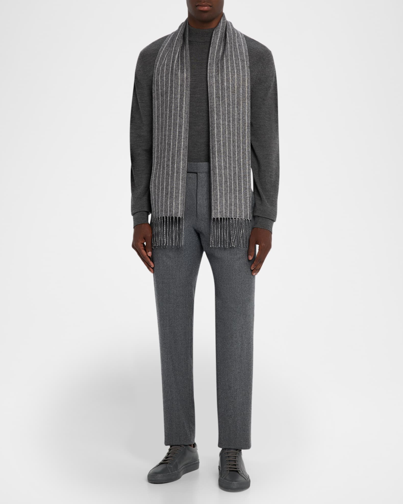 PIACENZA 1733 Men's Lizard Cashmere and Silk Solid To Pinstripe Scarf ...