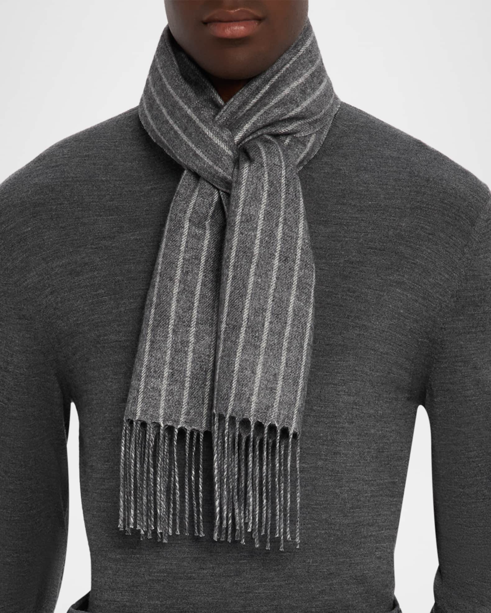 PIACENZA 1733 Men's Lizard Cashmere and Silk Solid To Pinstripe Scarf ...