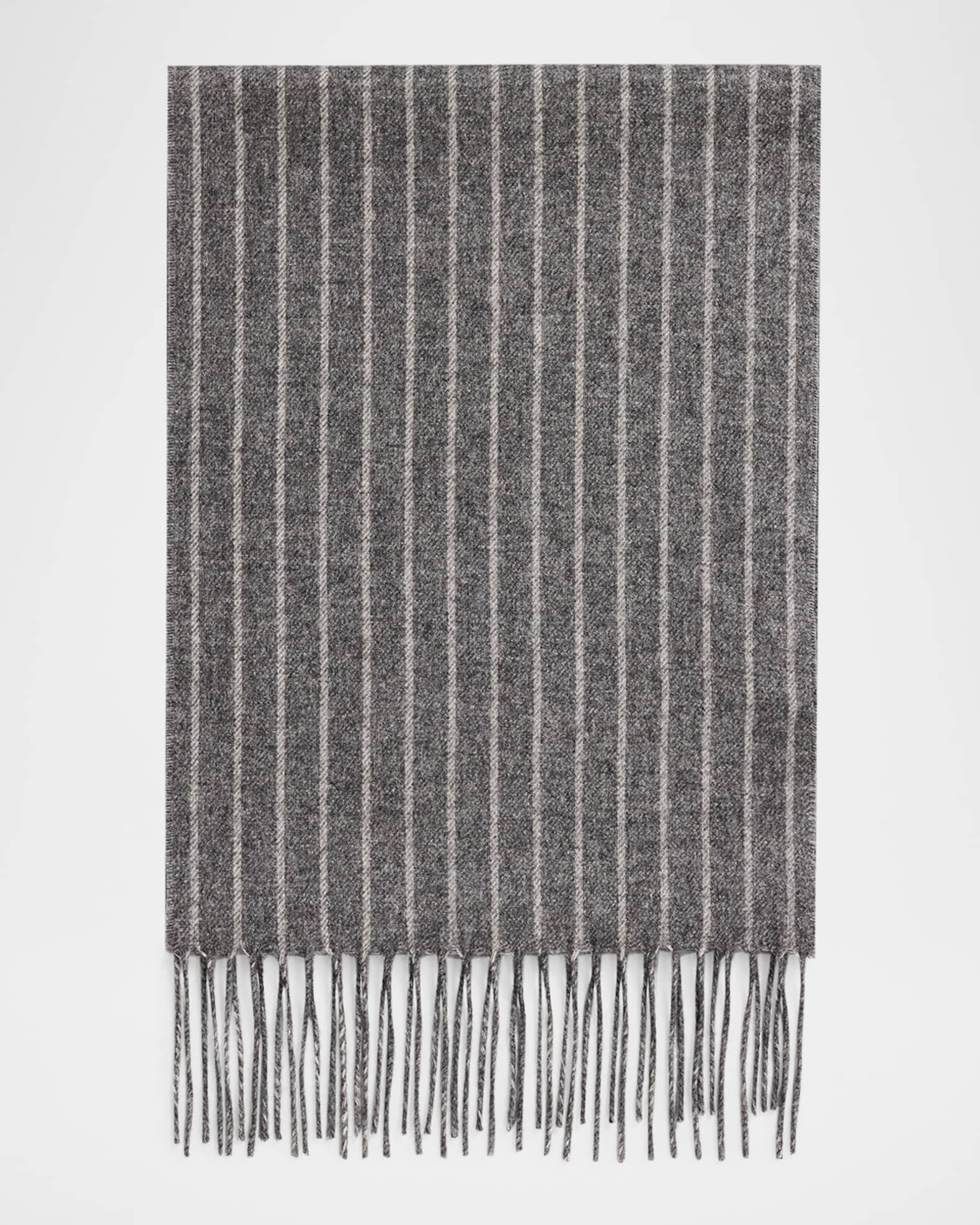 PIACENZA 1733 Men's Lizard Cashmere and Silk Solid To Pinstripe Scarf ...