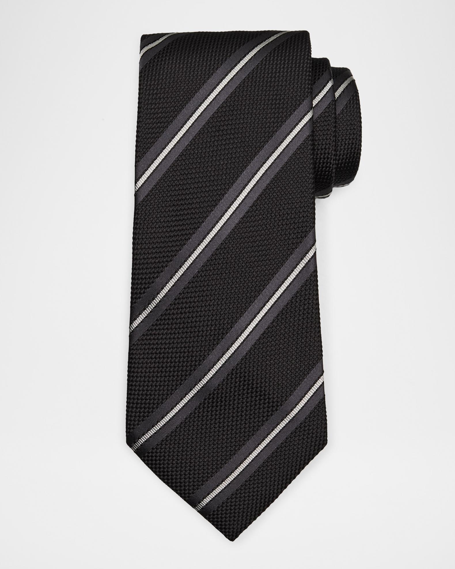 TOM FORD Men's Two-Tone Regimental Diagonal Stripe Silk Tie | Neiman Marcus