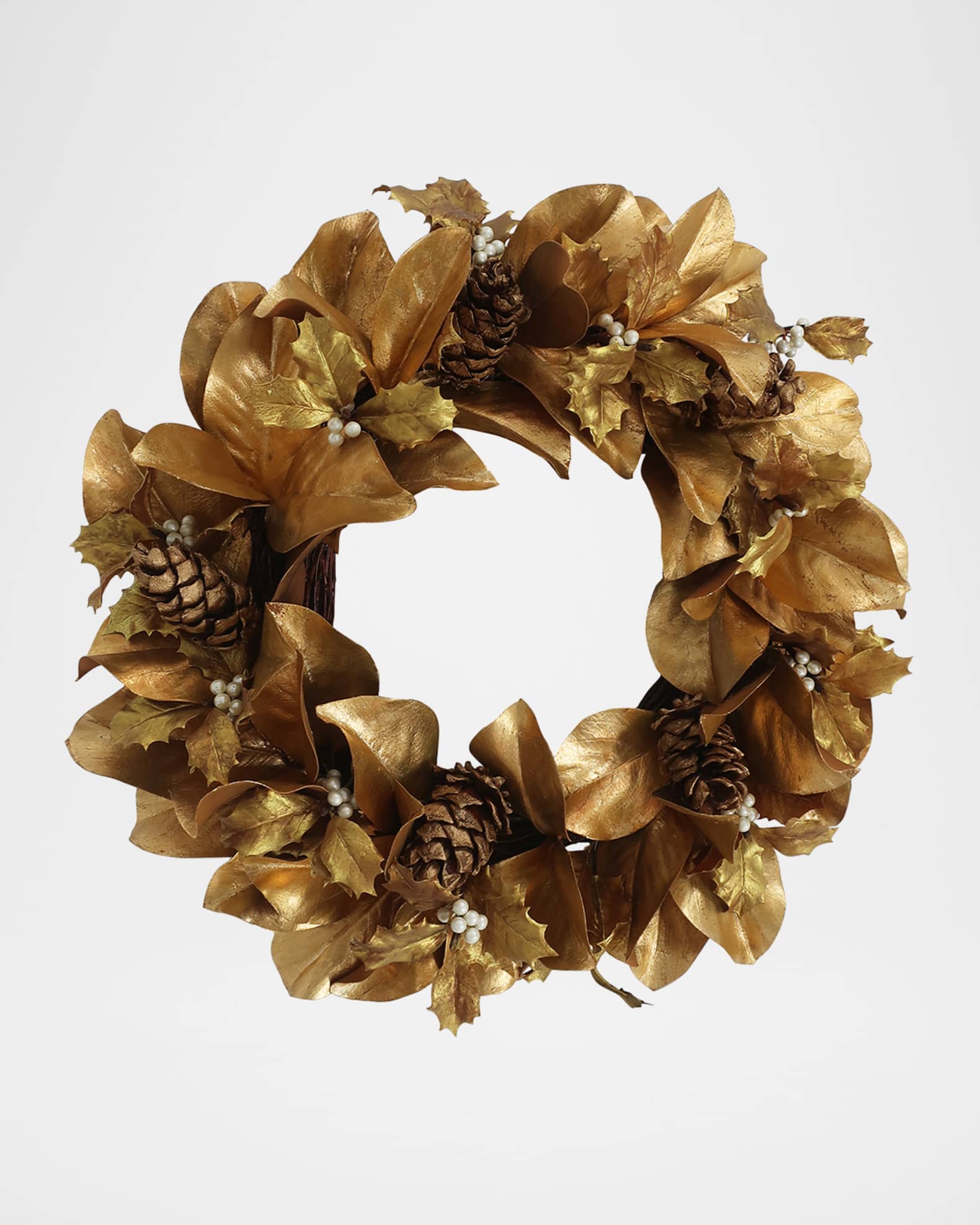 Winward Home Golden Magnolia Leaf 24" Wreath | Neiman Marcus