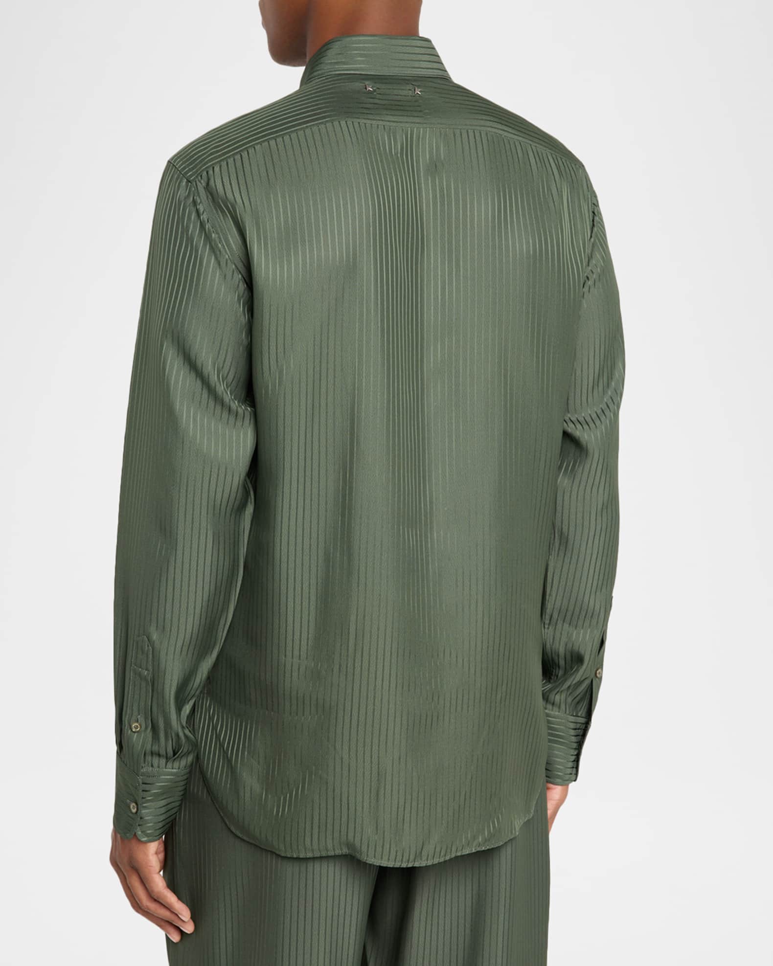 Golden Goose Men's Vertical Stripe Pocket Button-Down Shirt | Neiman Marcus