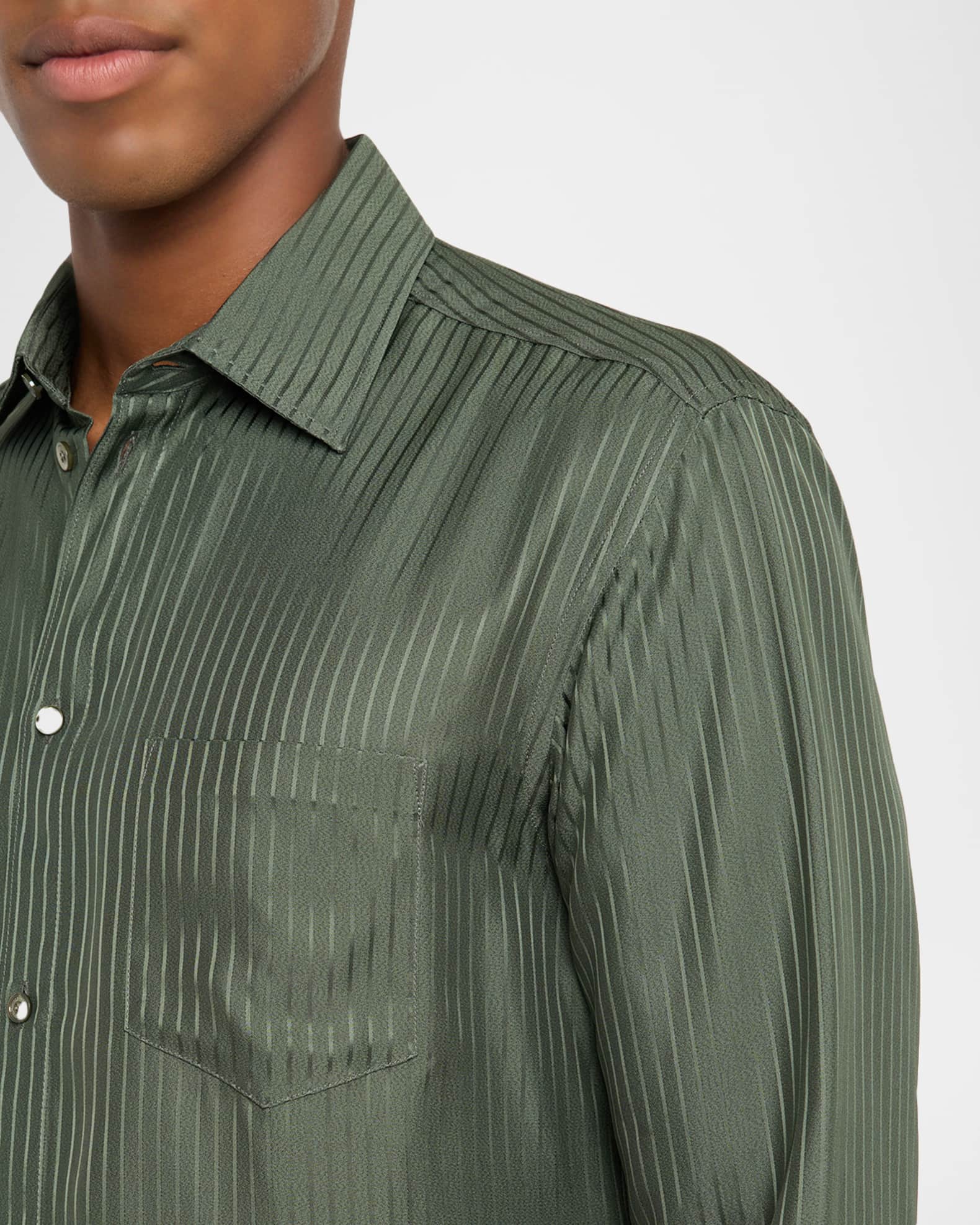 Golden Goose Men's Vertical Stripe Pocket Button-Down Shirt | Neiman Marcus