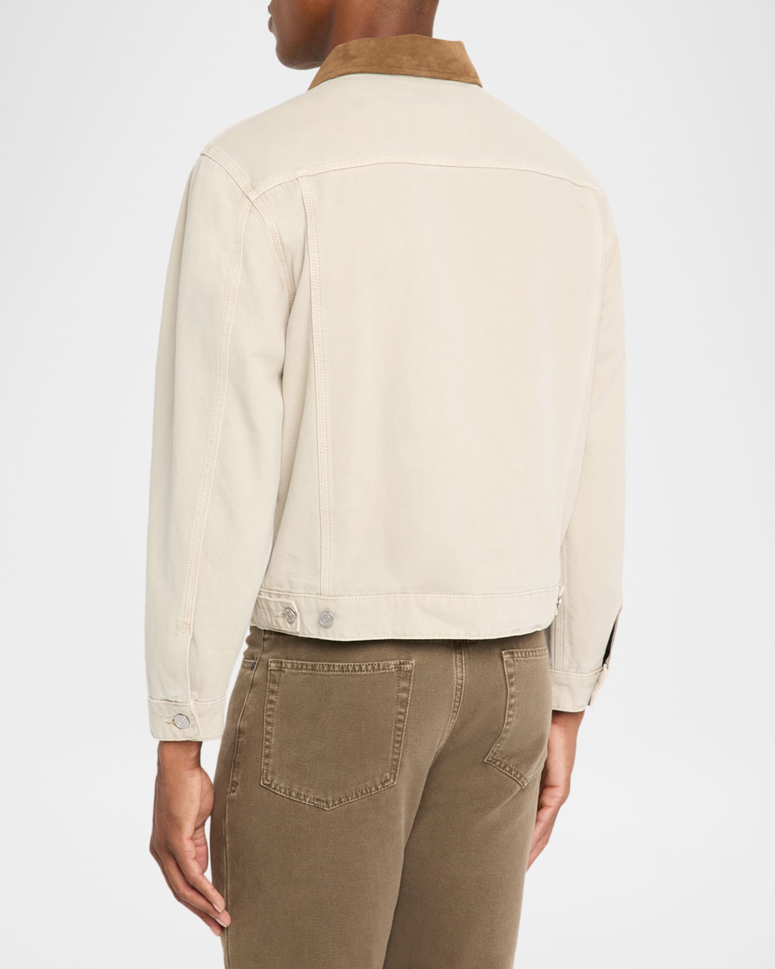 FRAME Men's Canvas Suede-Collar Utility Jacket | Neiman Marcus