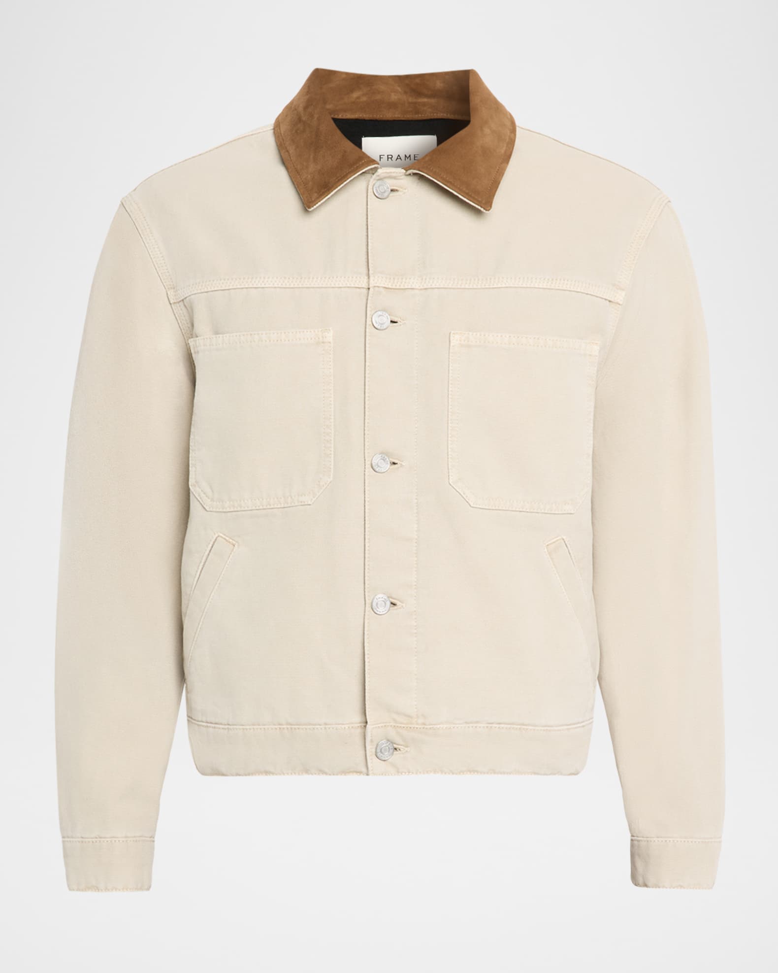 FRAME Men's Canvas Suede-Collar Utility Jacket | Neiman Marcus