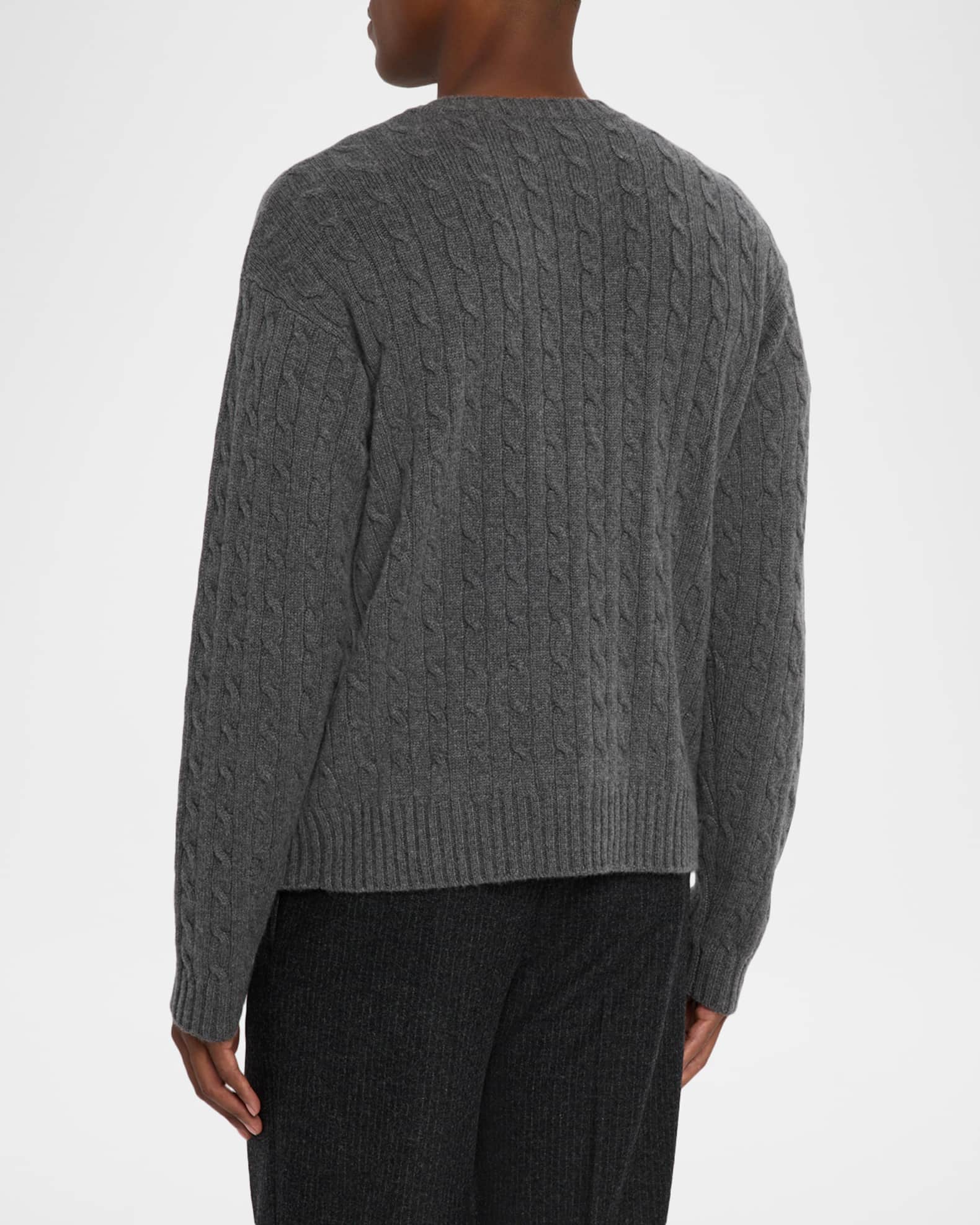 FRAME Men's Cable Knit Cashmere and Wool Crewneck Sweater | Neiman Marcus
