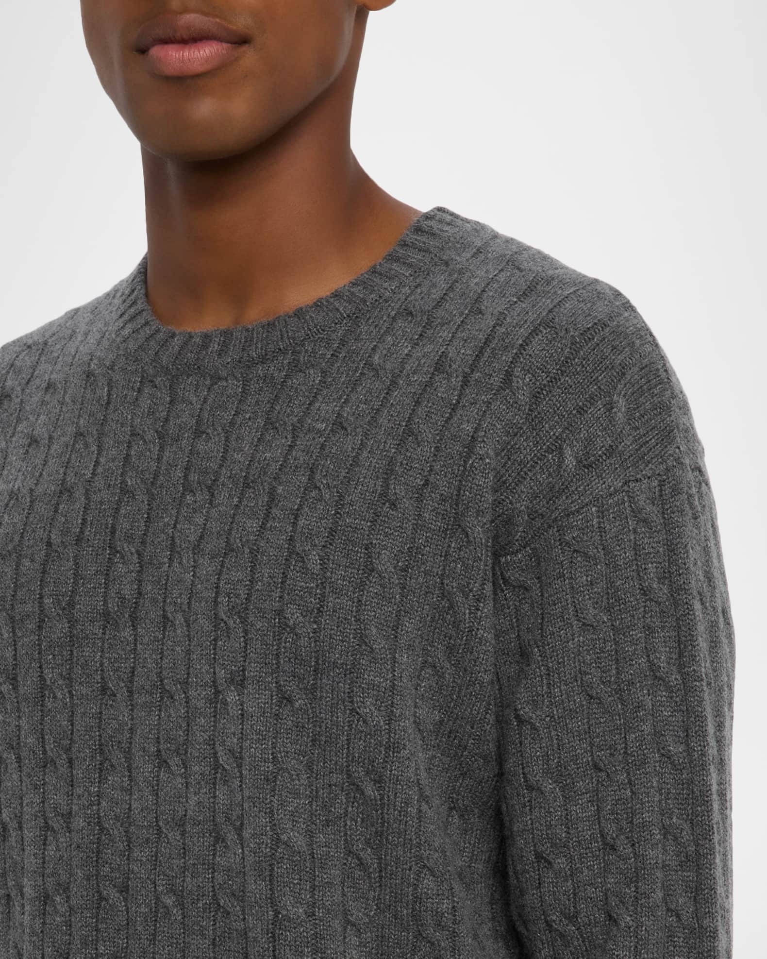 FRAME Men's Cable Knit Cashmere and Wool Crewneck Sweater | Neiman Marcus