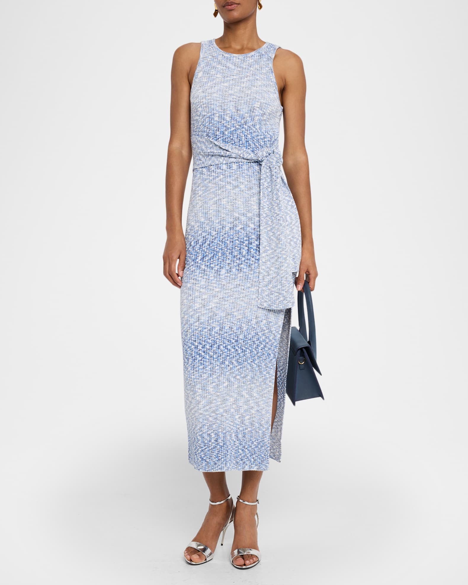Toccin Penny Marled Knit Tie-Front Midi Dress | Neiman Marcus