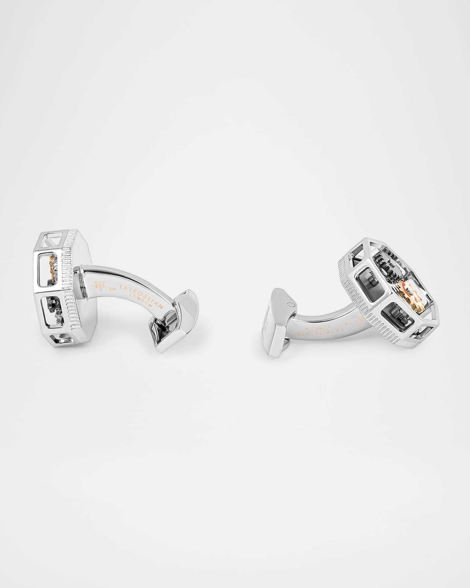 Tateossian Men's Palladium and Rose-Tone Hexagonal Octo Gear Cufflinks ...