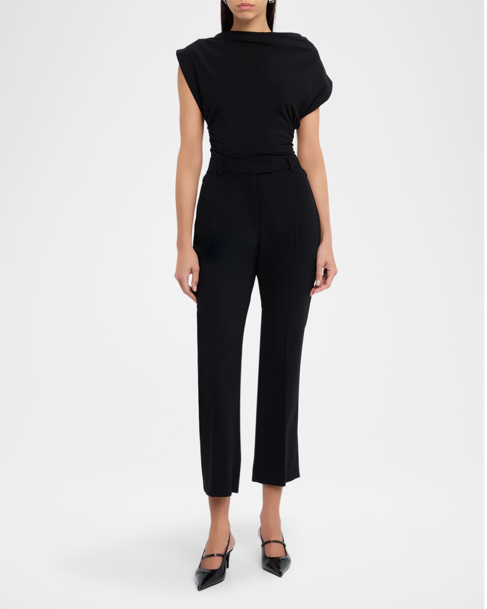 Akyn Studio Isla Ruched Cotton Jersey Top | Neiman Marcus