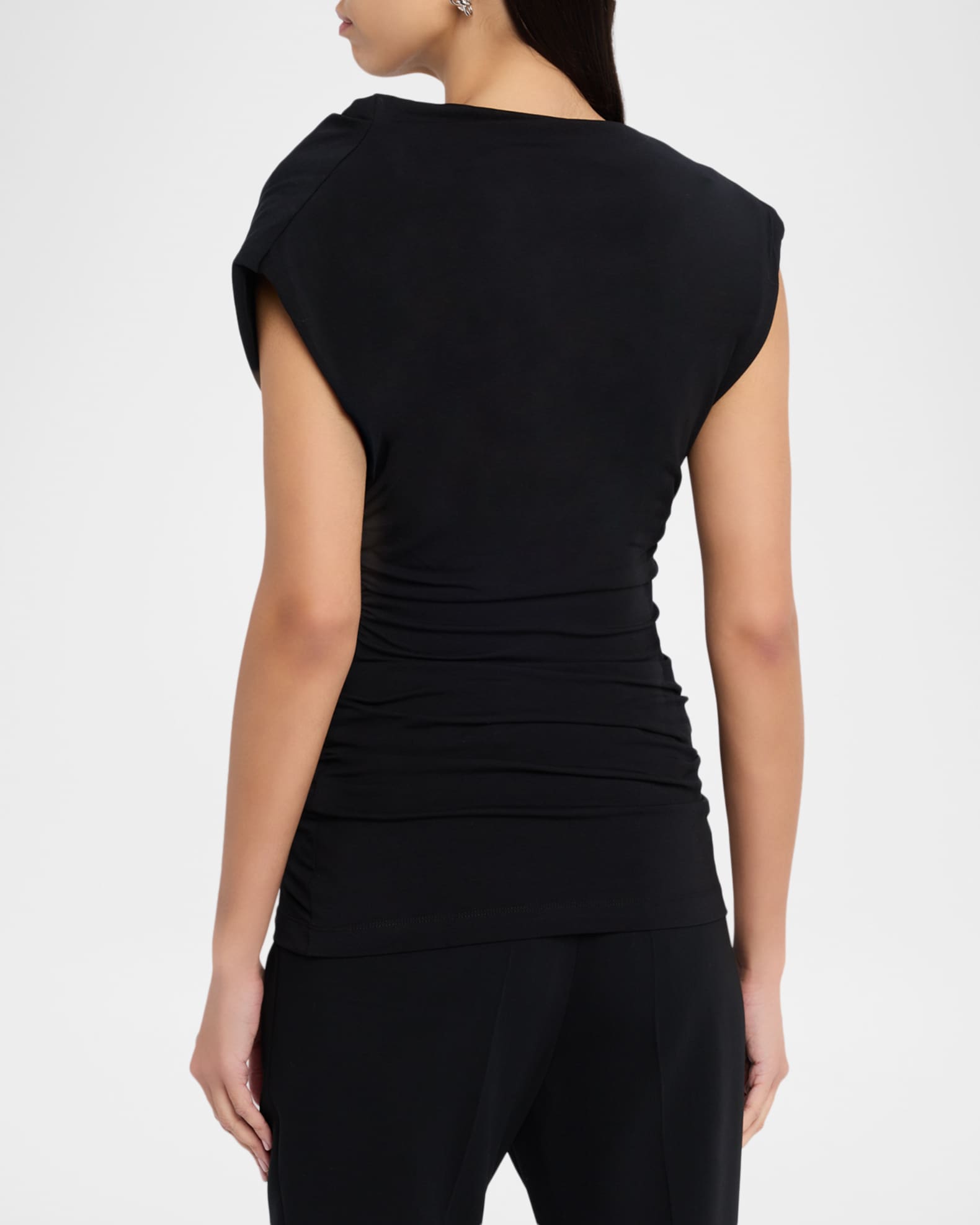 Akyn Studio Isla Ruched Cotton Jersey Top | Neiman Marcus