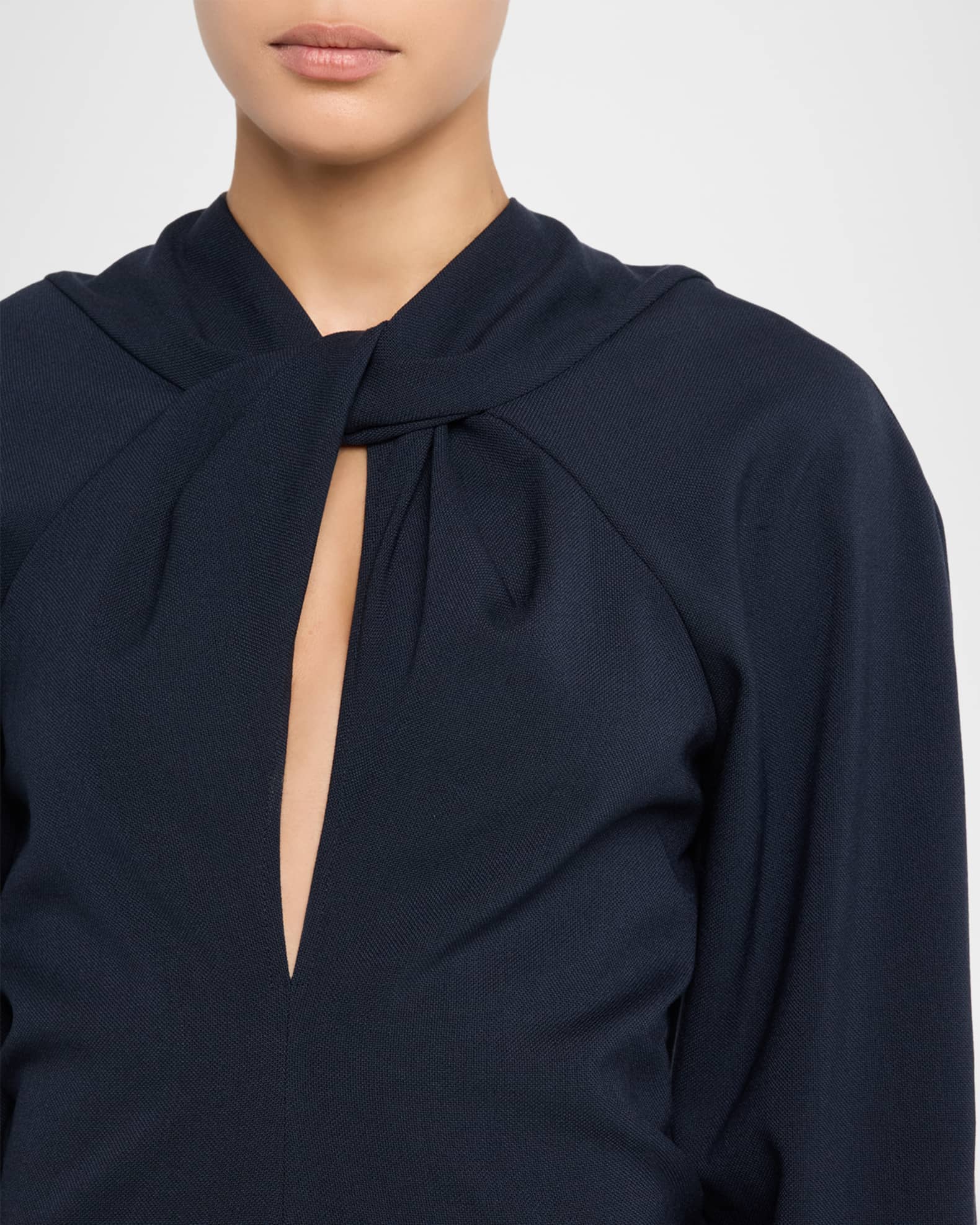 Victoria Beckham Long-Sleeve Twist Detail Top | Neiman Marcus