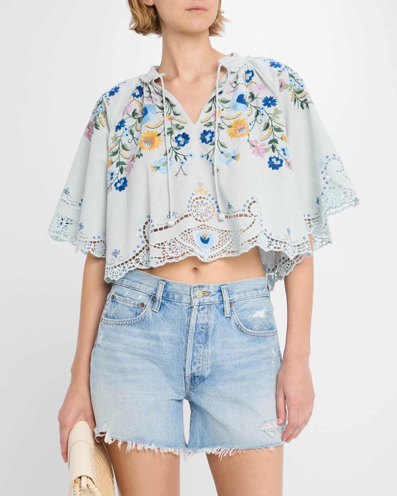 Sea Celia Short-Sleeve Embroidered Top | Neiman Marcus