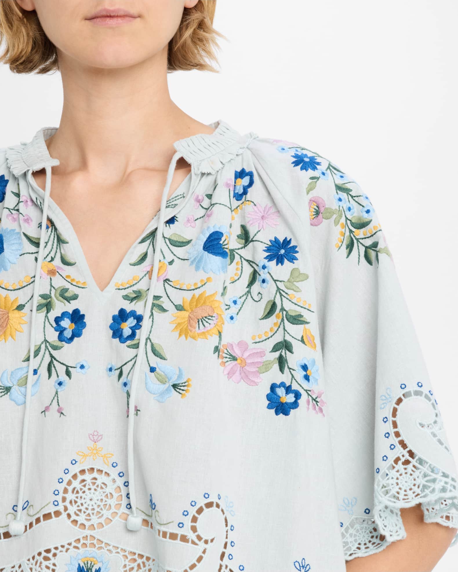 Sea Celia Short-Sleeve Embroidered Top | Neiman Marcus