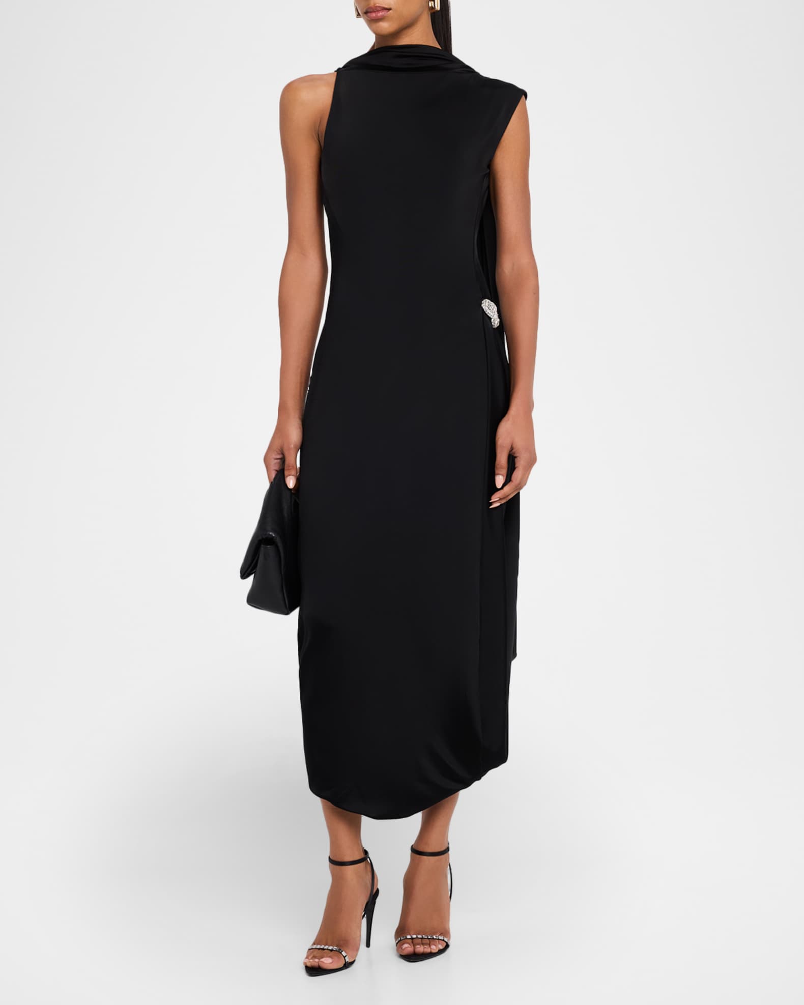 Victoria Beckham Sleeveless Twisted Drape Backless Midi Dress | Neiman ...
