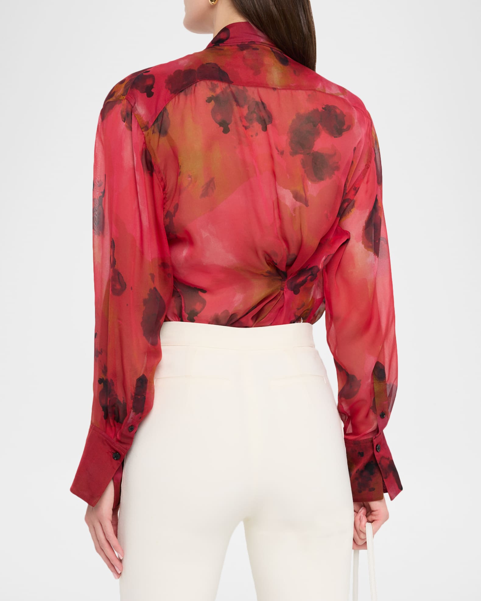 Victoria Beckham Drape Detail Silk Blouse | Neiman Marcus