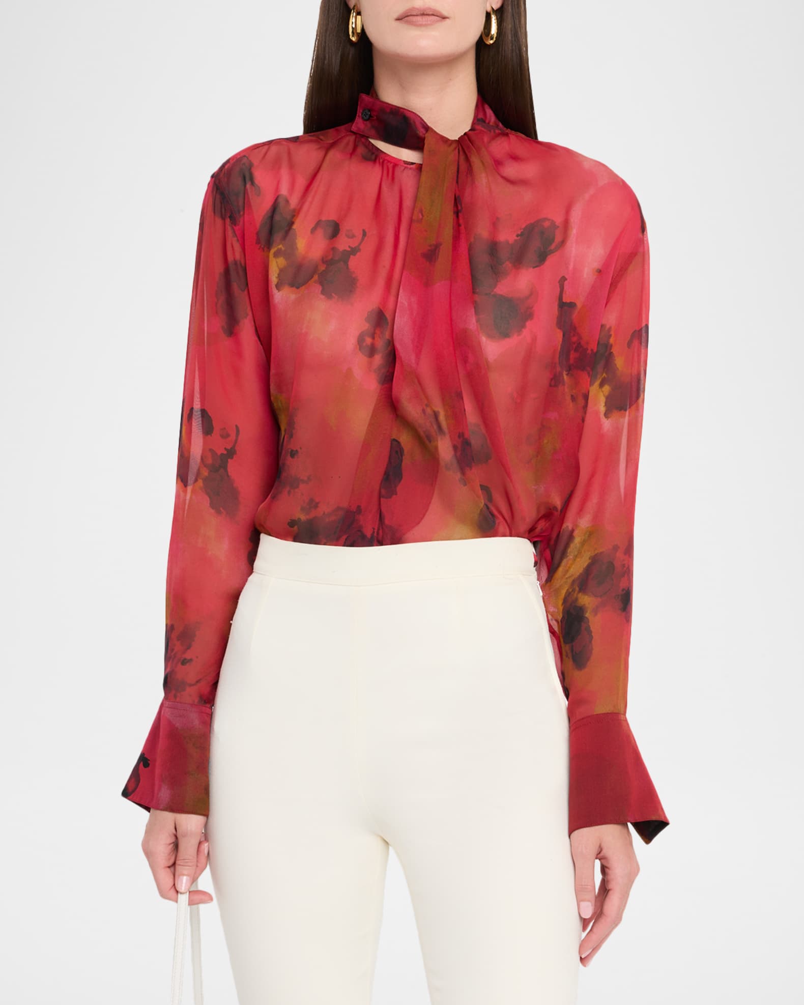 Victoria Beckham Drape Detail Silk Blouse | Neiman Marcus