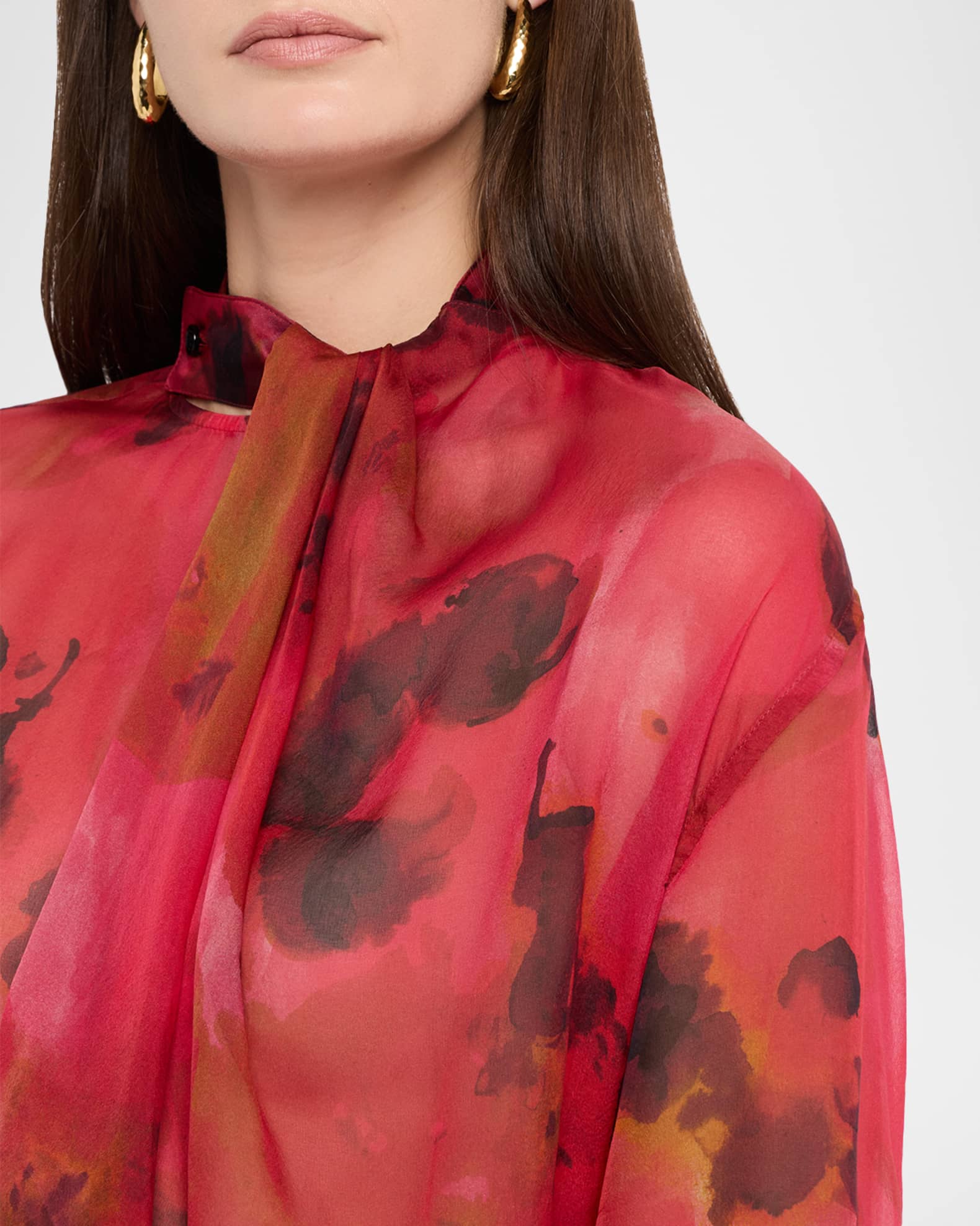 Victoria Beckham Drape Detail Silk Blouse | Neiman Marcus