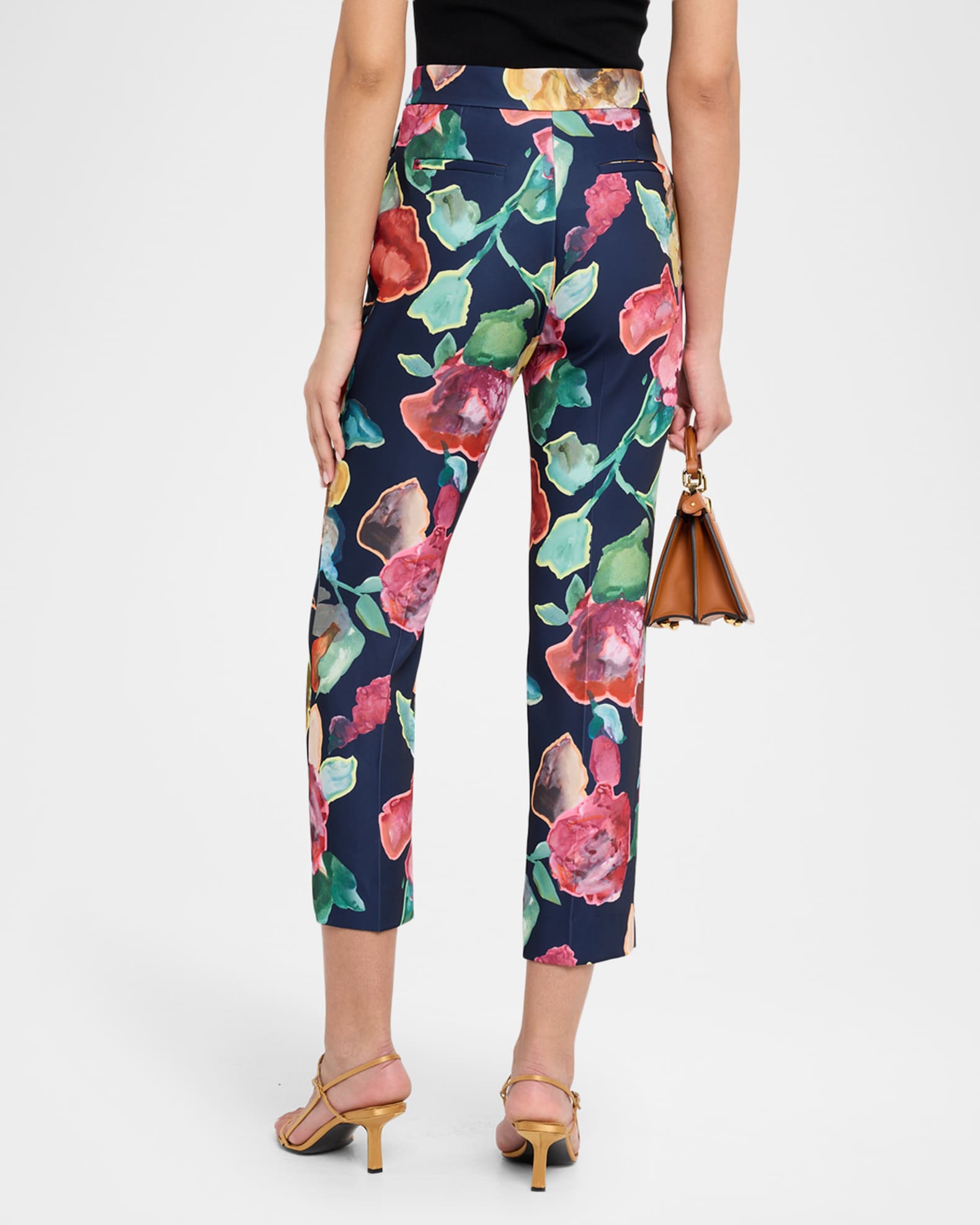 Lela Rose Demi Printed Crepe Straight-Leg Ankle Pants | Neiman Marcus