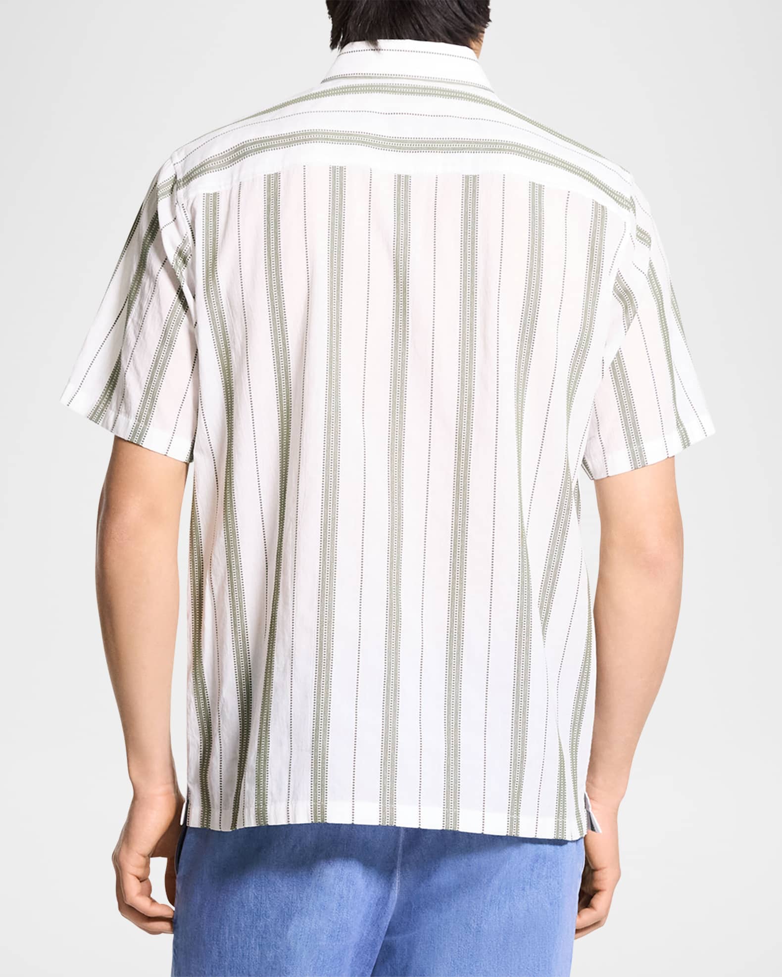 Theory Men's Summer Dobby Stripe Short-Sleeve Shirt | Neiman Marcus