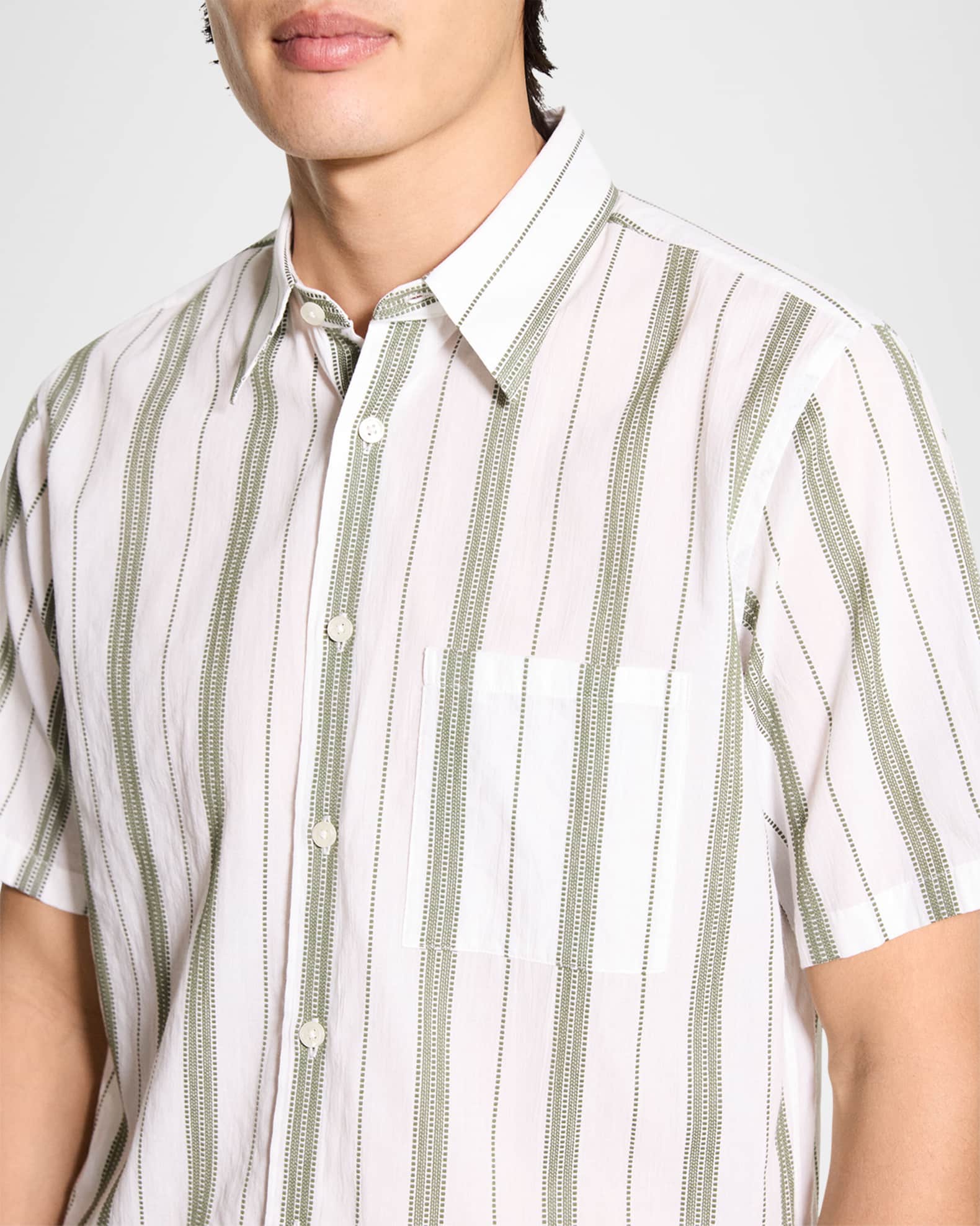 Theory Men's Summer Dobby Stripe Short-Sleeve Shirt | Neiman Marcus