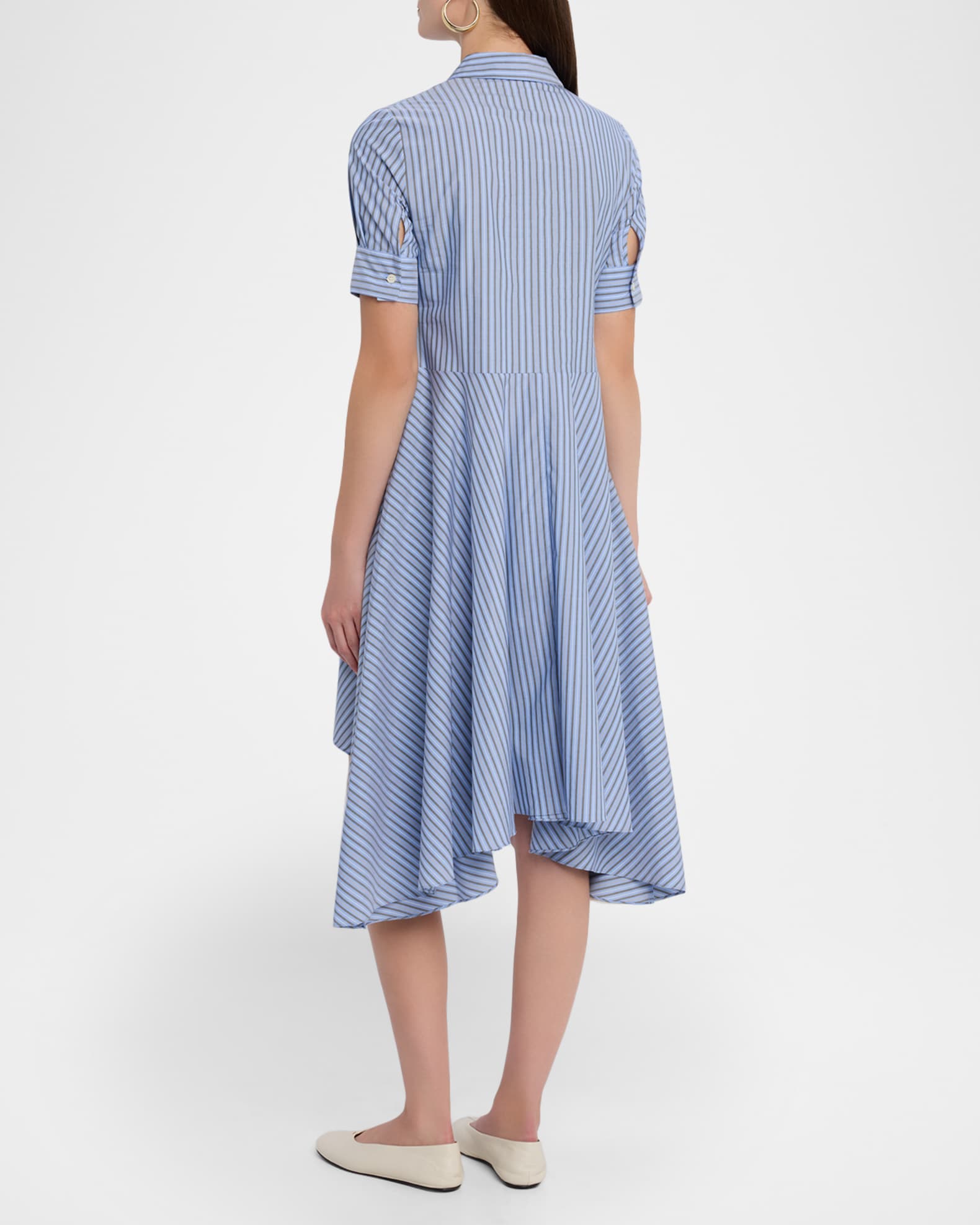Marni Striped Cotton Short-Sleeve Midi Shirtdress | Neiman Marcus
