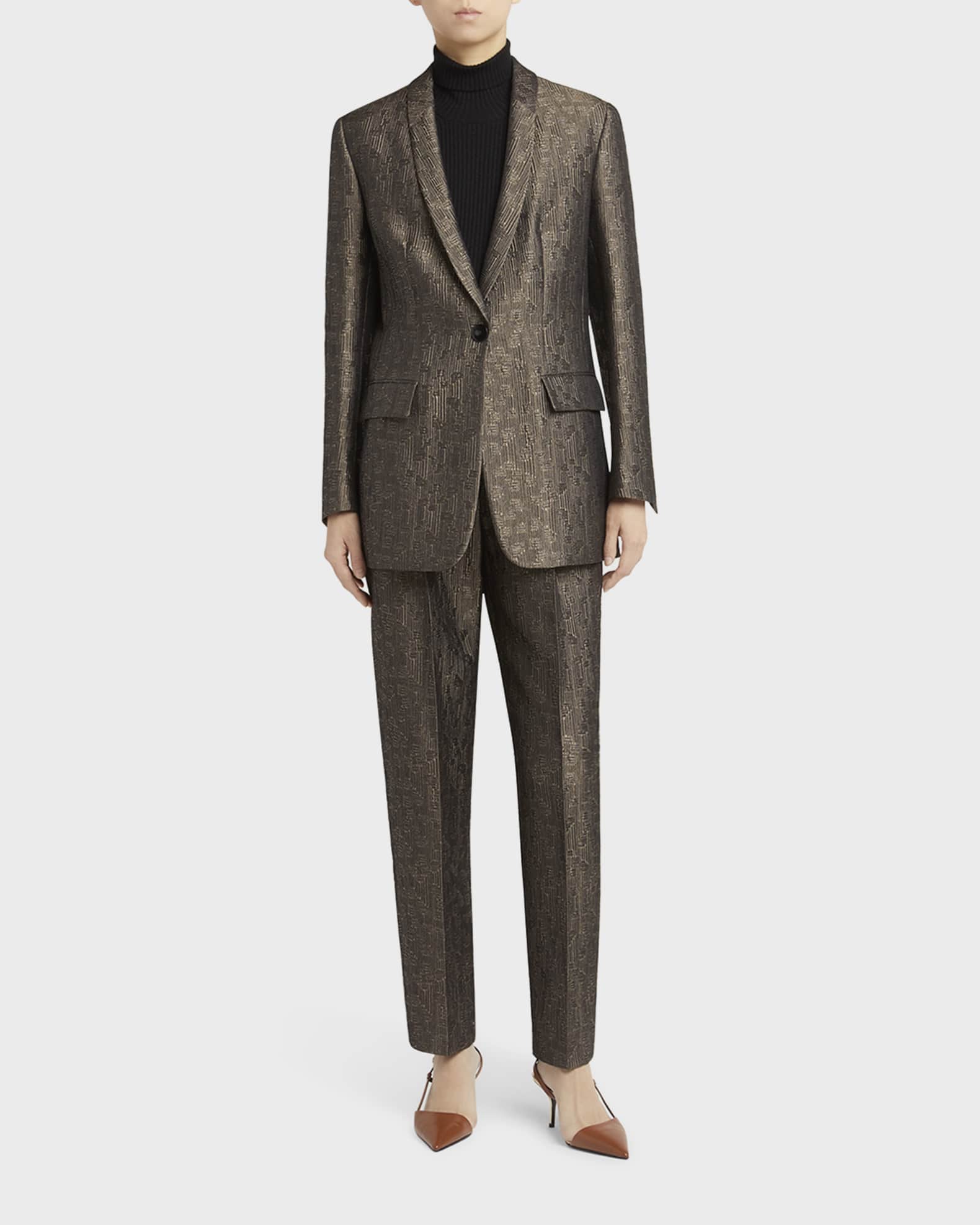 Giorgio Armani Geo Silk Jacquard Tapered-Leg Trousers | Neiman Marcus