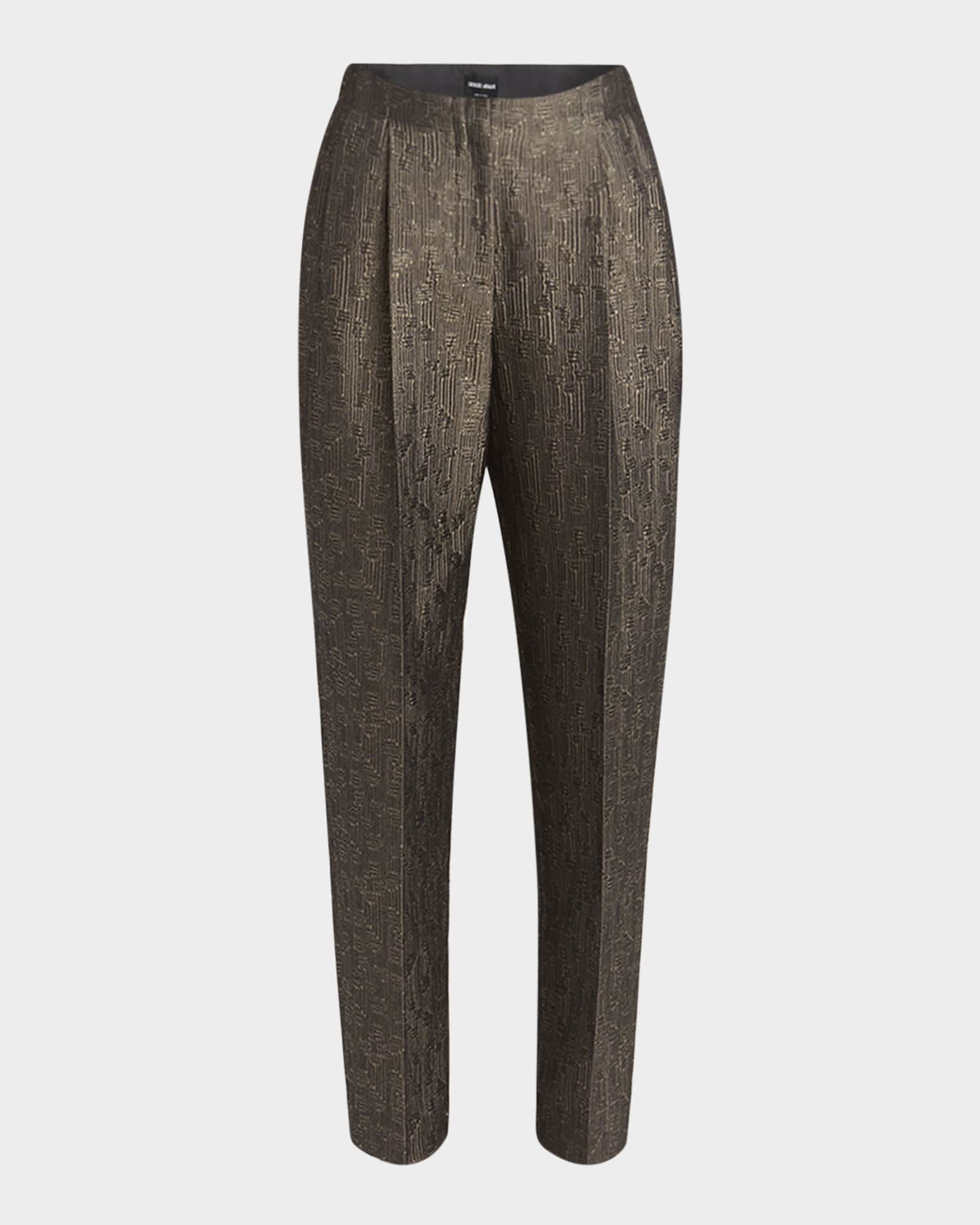 Giorgio Armani Geo Silk Jacquard Tapered-Leg Trousers | Neiman Marcus