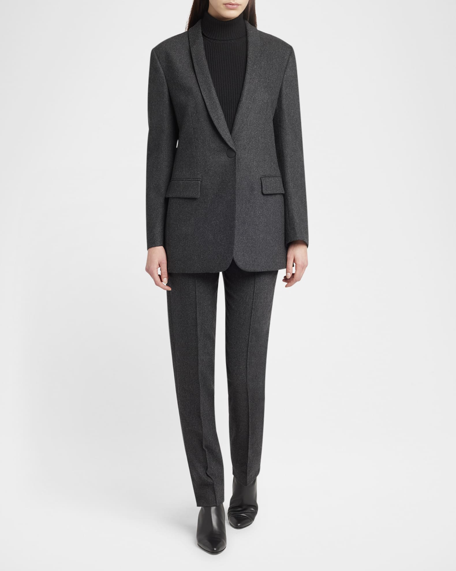 Giorgio Armani Pintuck Slim-Leg Cady Trousers | Neiman Marcus