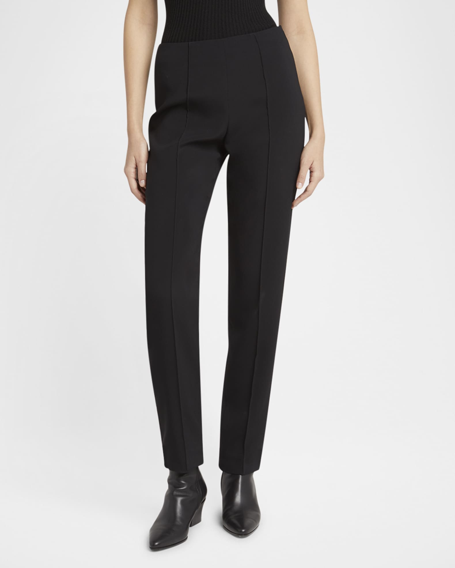 Giorgio Armani Pintuck Slim-Leg Cady Trousers | Neiman Marcus