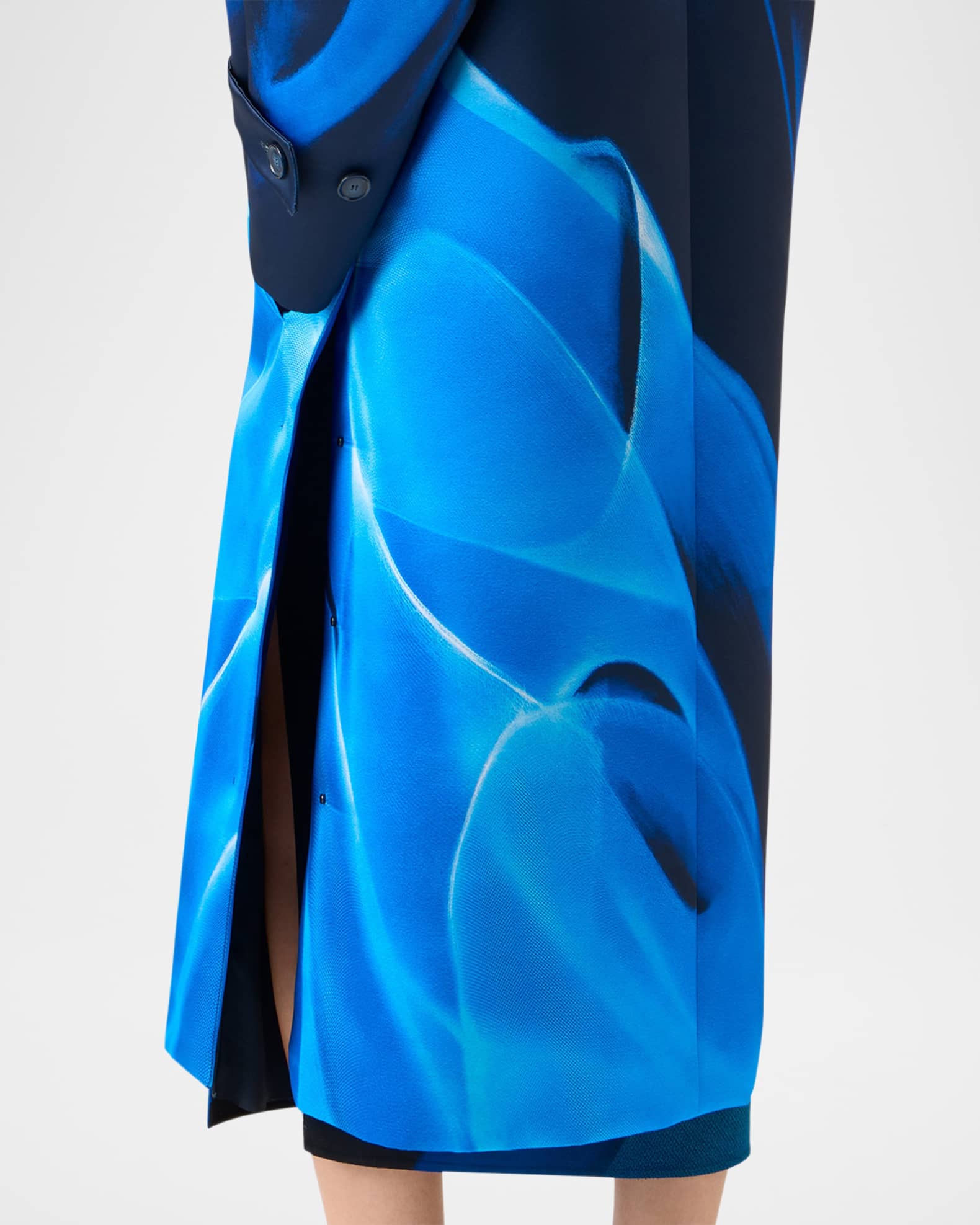 Akris Elliot Silk Duchess Alysons Cyanotype-Print Oversized Coat ...