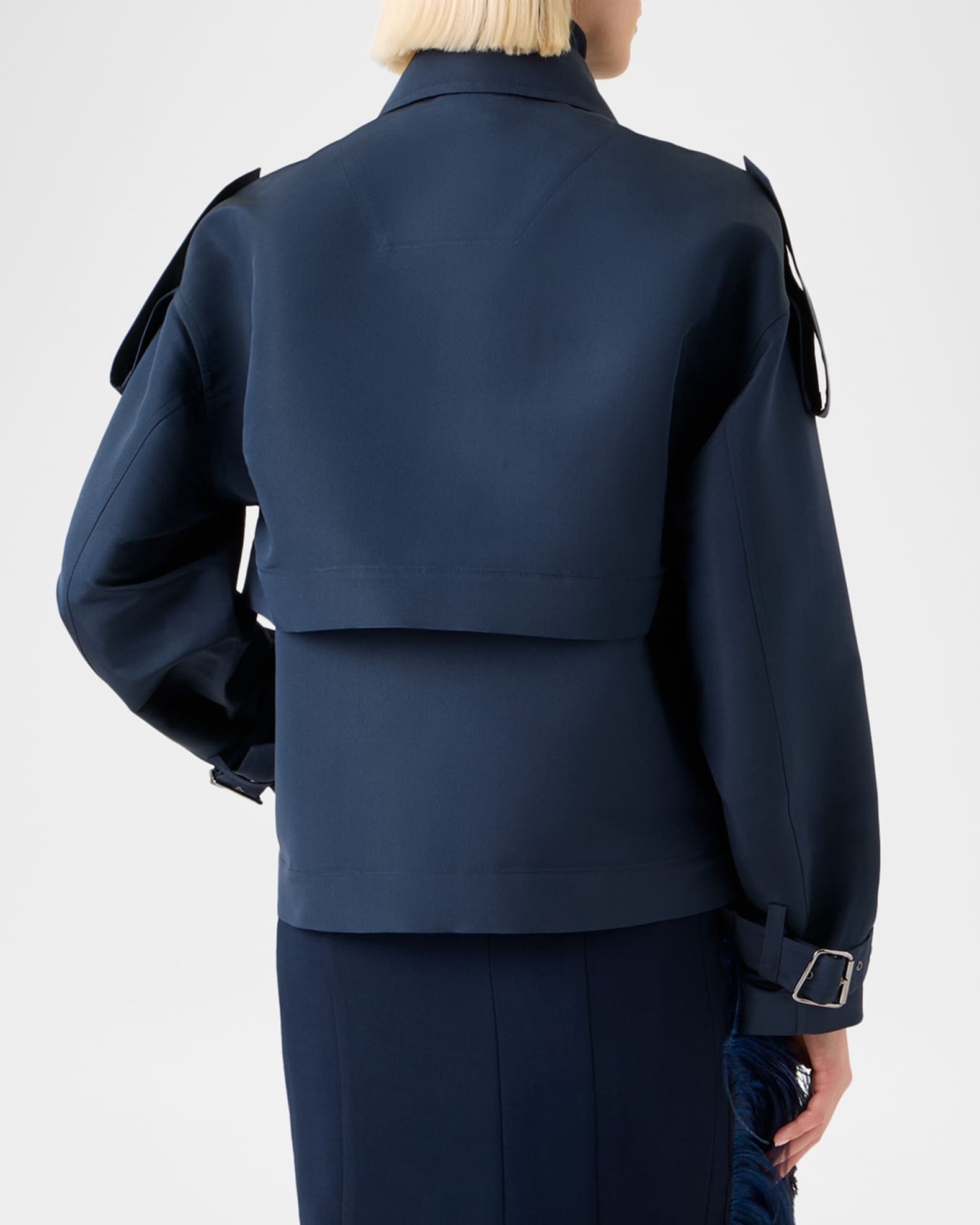 Akris David Duo Ottoman Silk Duo Trench Coat With Bolero | Neiman Marcus