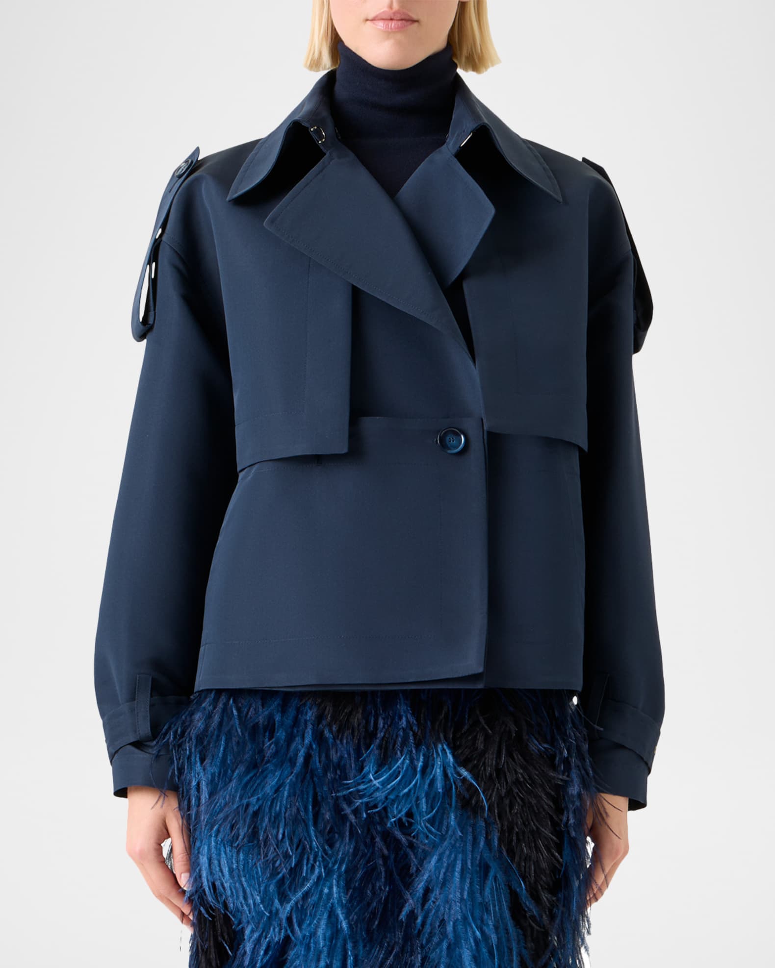 Akris David Duo Ottoman Silk Duo Trench Coat With Bolero | Neiman Marcus