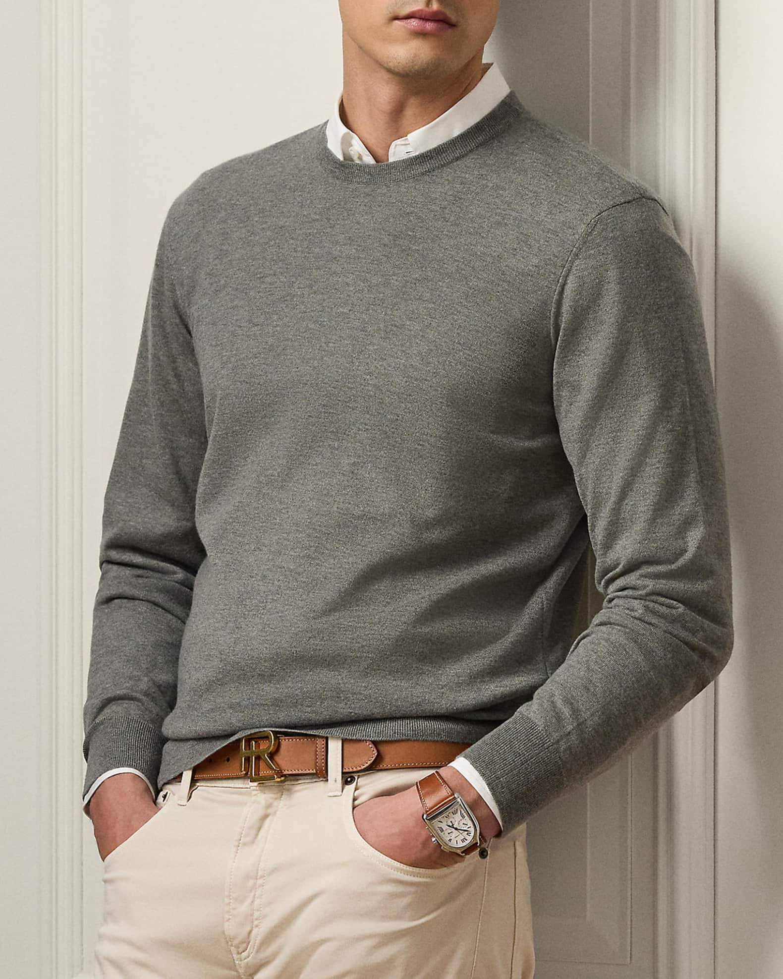 Ralph Lauren Purple Label Men's Cashmere Crewneck Sweater | Neiman Marcus