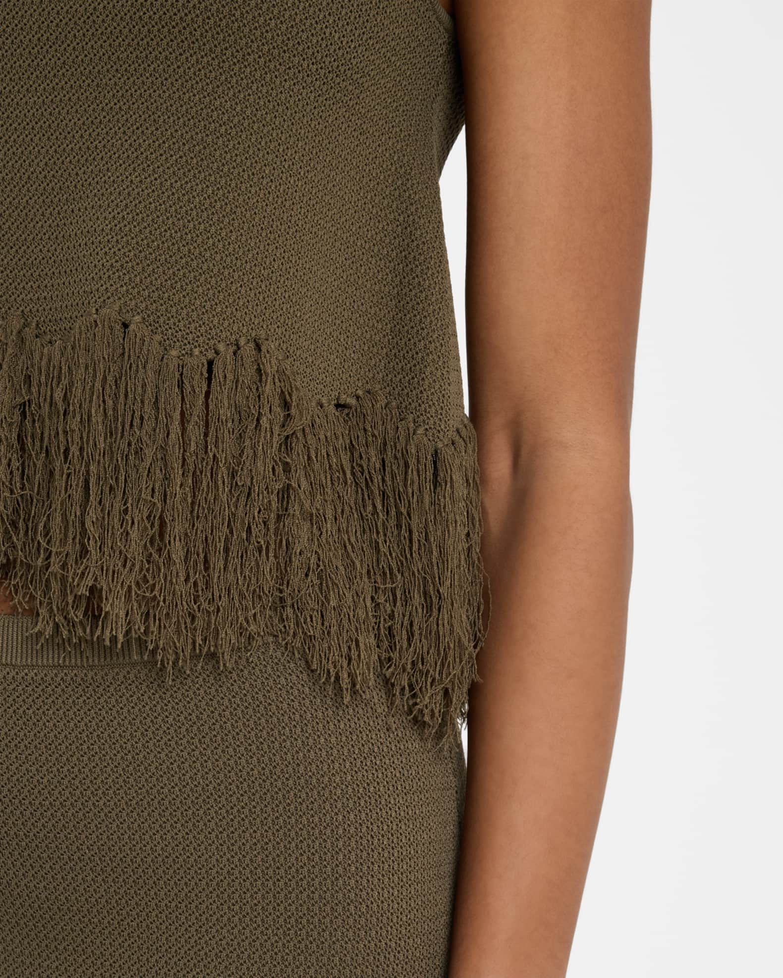 CLEA Kelany Fringe-Trim Knit Top | Neiman Marcus