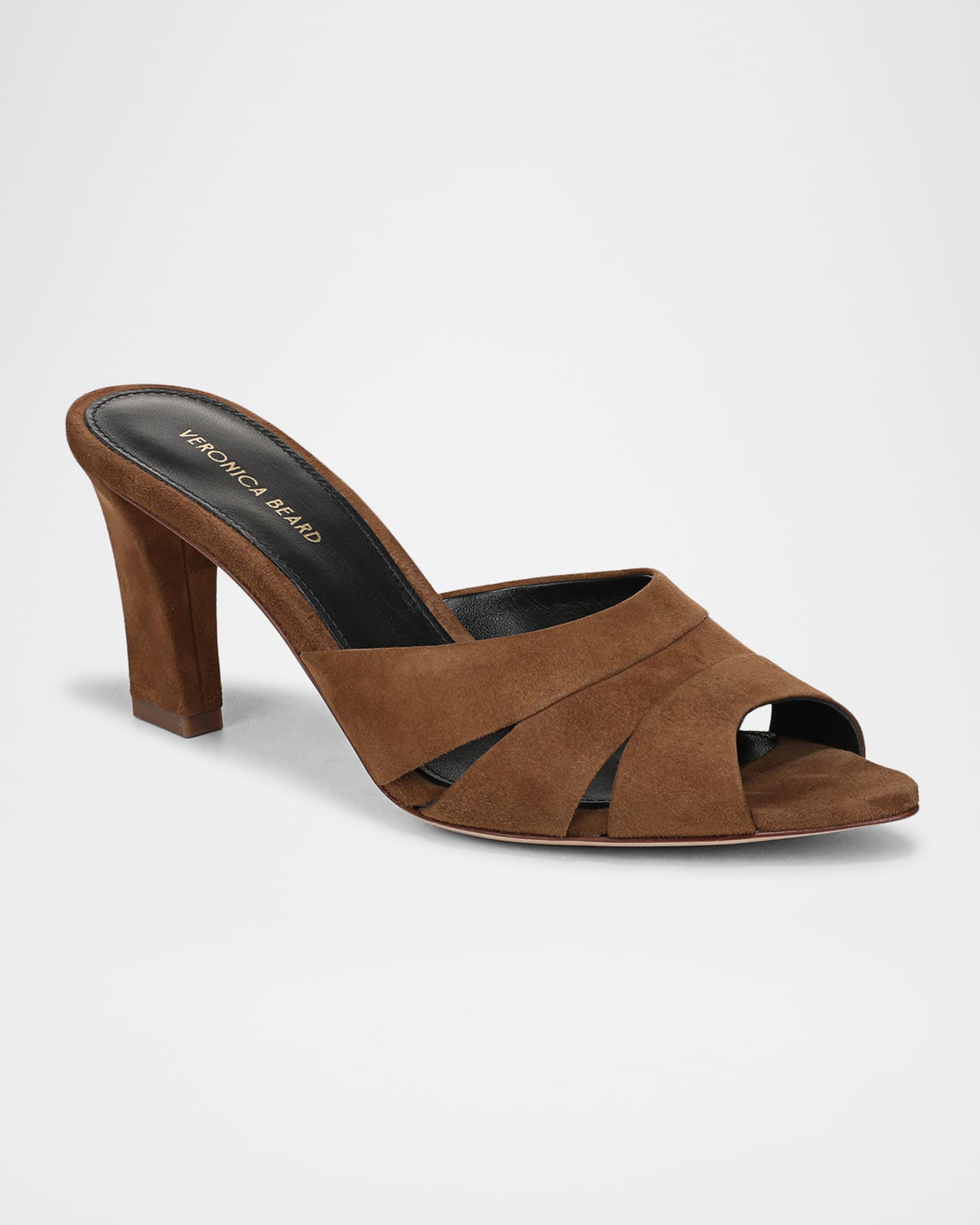 Veronica Beard Cassiel Suede Peep-Toe Slide Sandals | Neiman Marcus