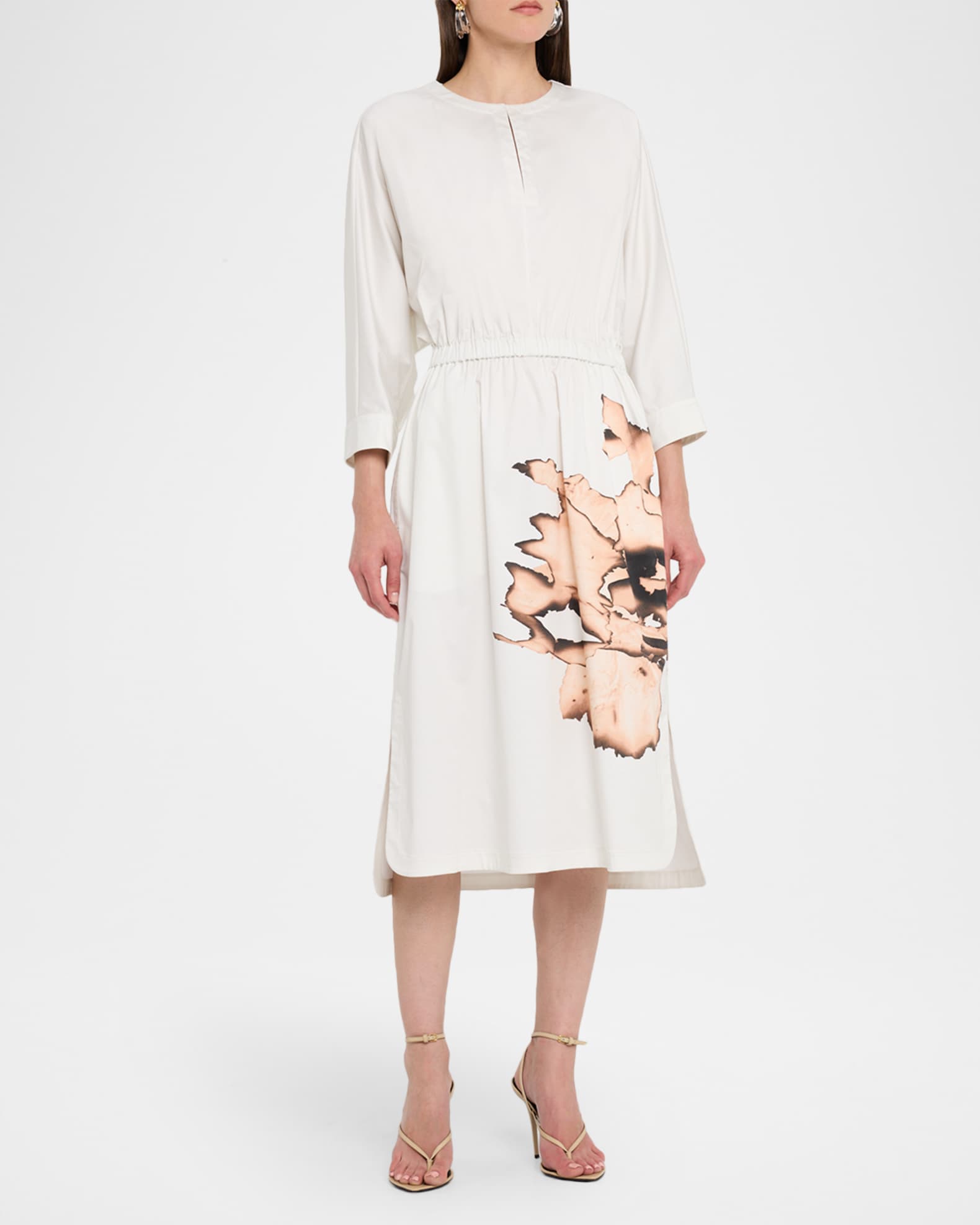 Jason Wu Collection Abstrcat-Print Dolman-Sleeve Dress | Neiman Marcus