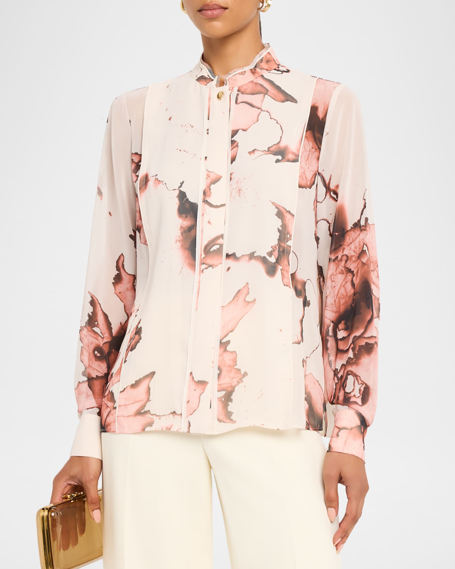 Jason Wu Collection Burnt Floral-Print Chiffon Button-Down Blouse ...