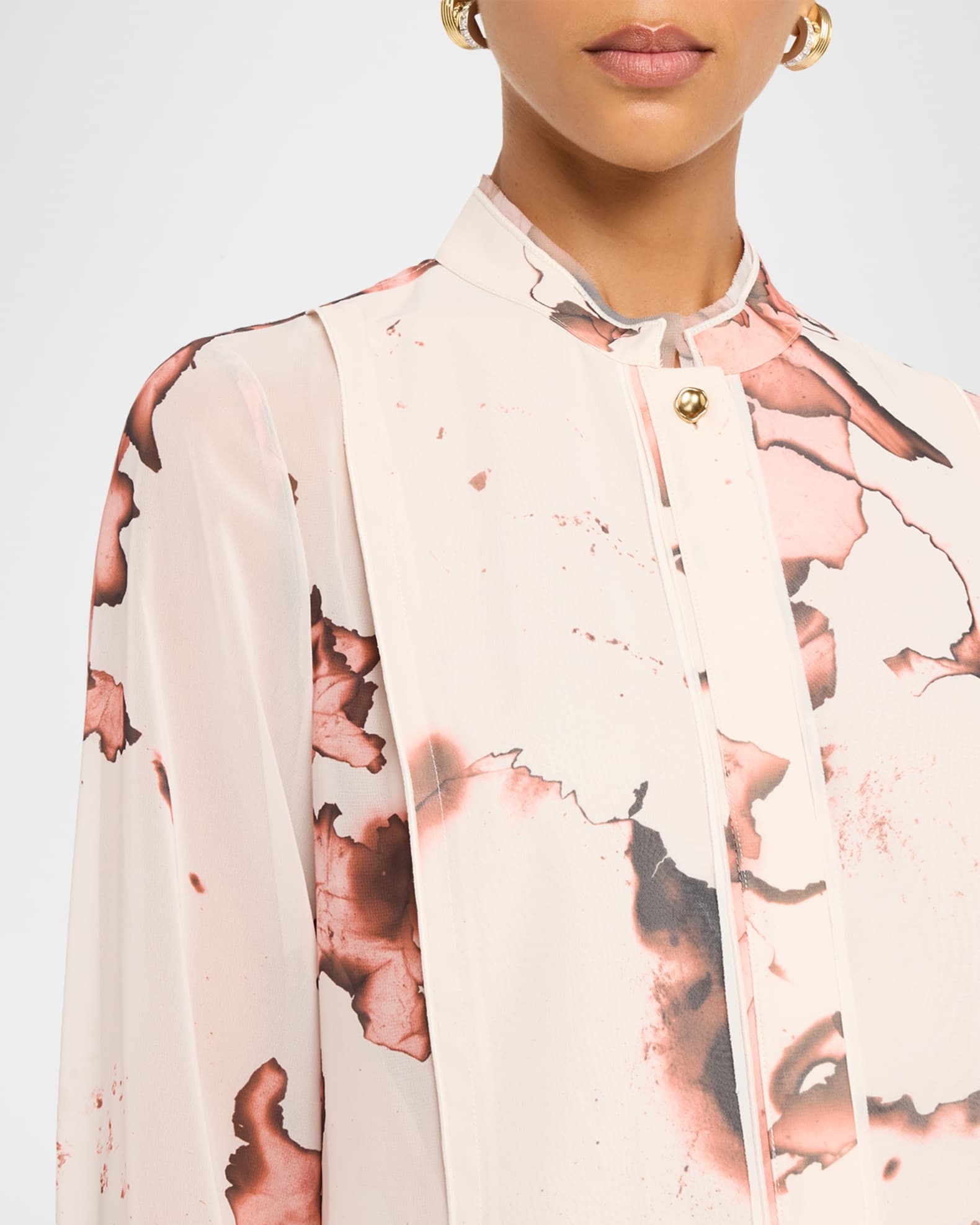 Jason Wu Collection Burnt Floral-Print Chiffon Button-Down Blouse ...