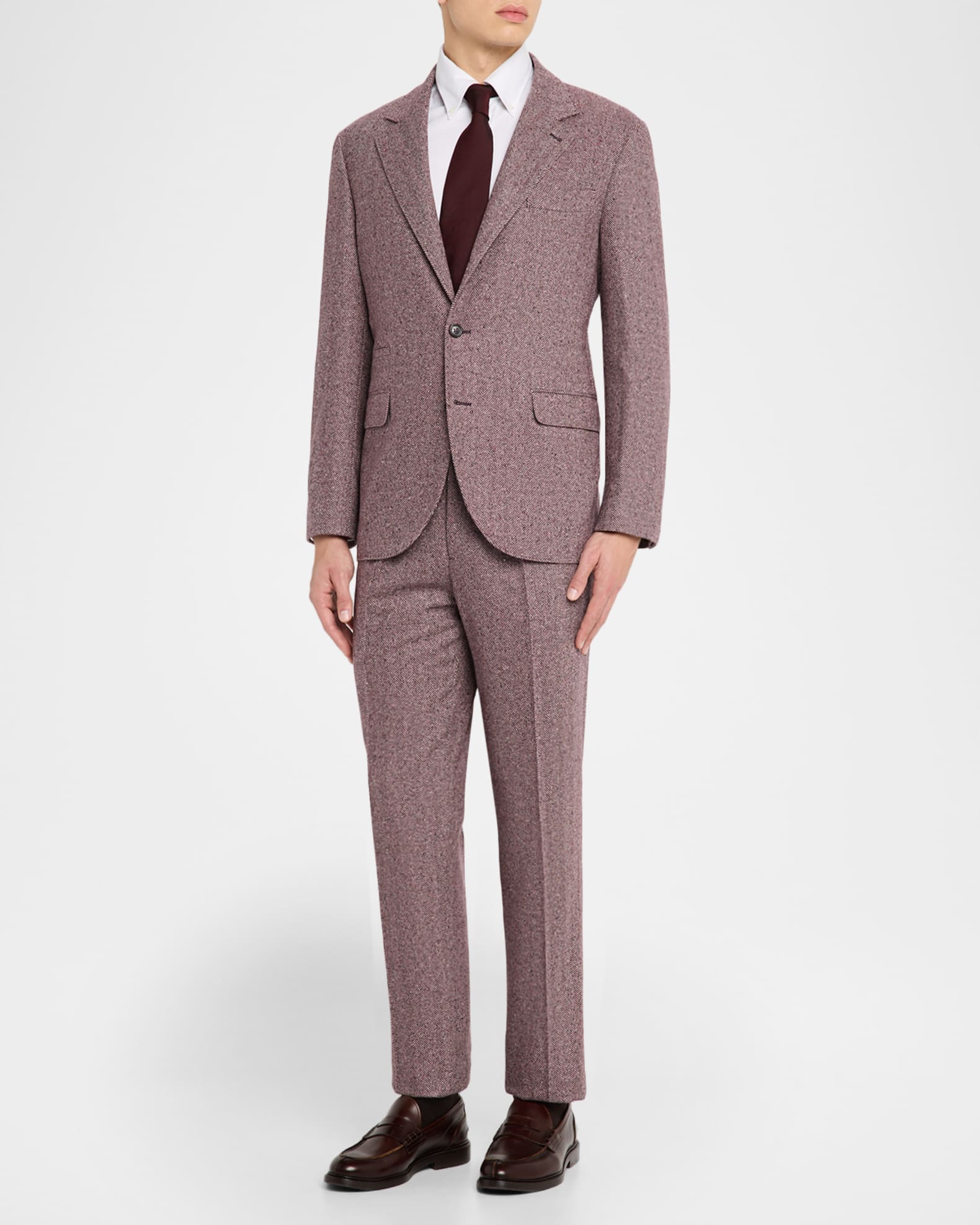 Brunello Cucinelli Men's Wool and Cashmere Flecked Chevron Suit ...
