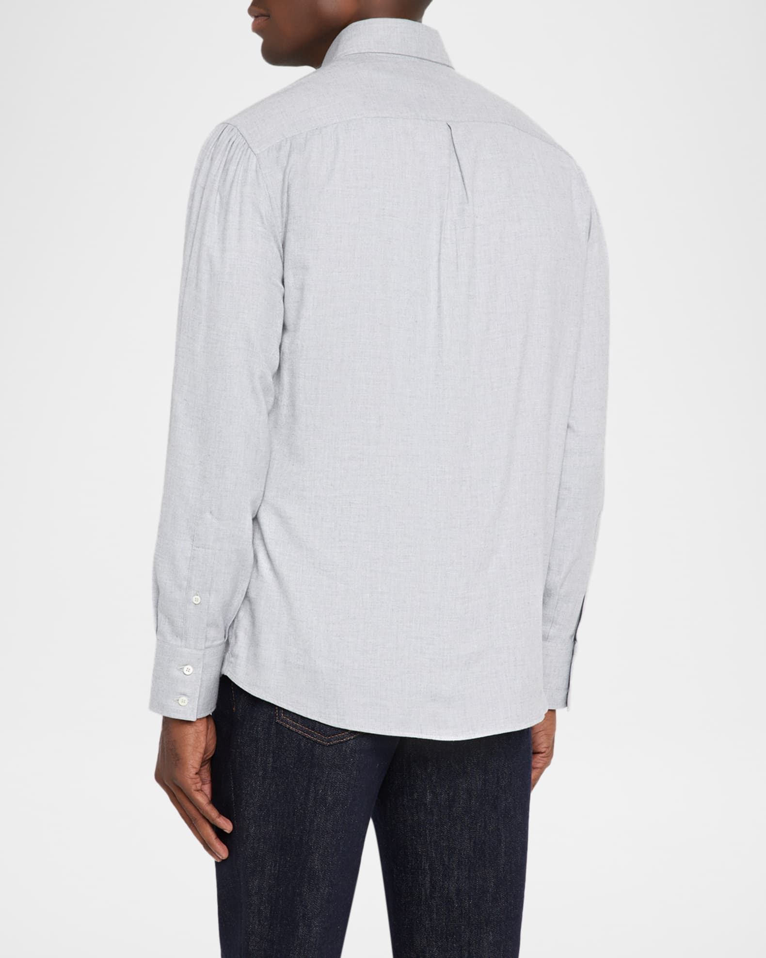 Brunello Cucinelli Men's Micro-Chevron Button-Collar Sport Shirt ...